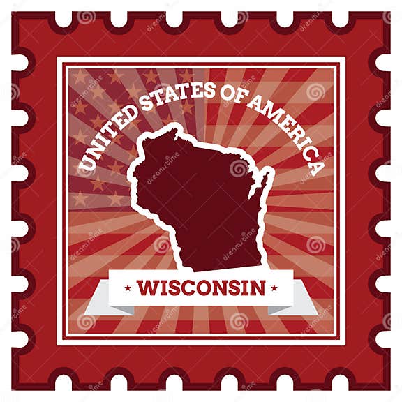 Wisconsin Postage Stamp. Vector Illustration Decorative Design Stock ...