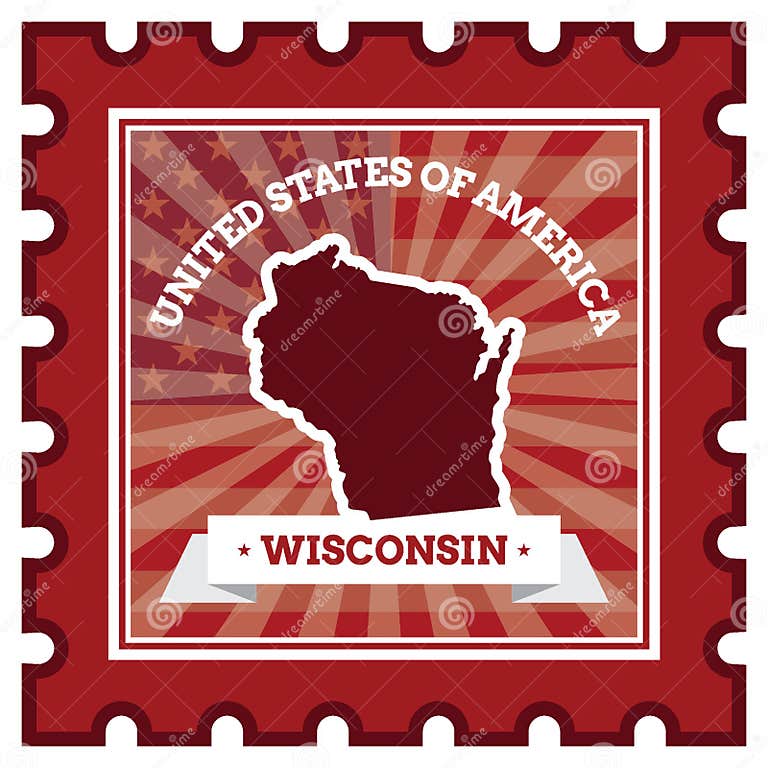 Wisconsin Postage Stamp. Vector Illustration Decorative Design Stock ...
