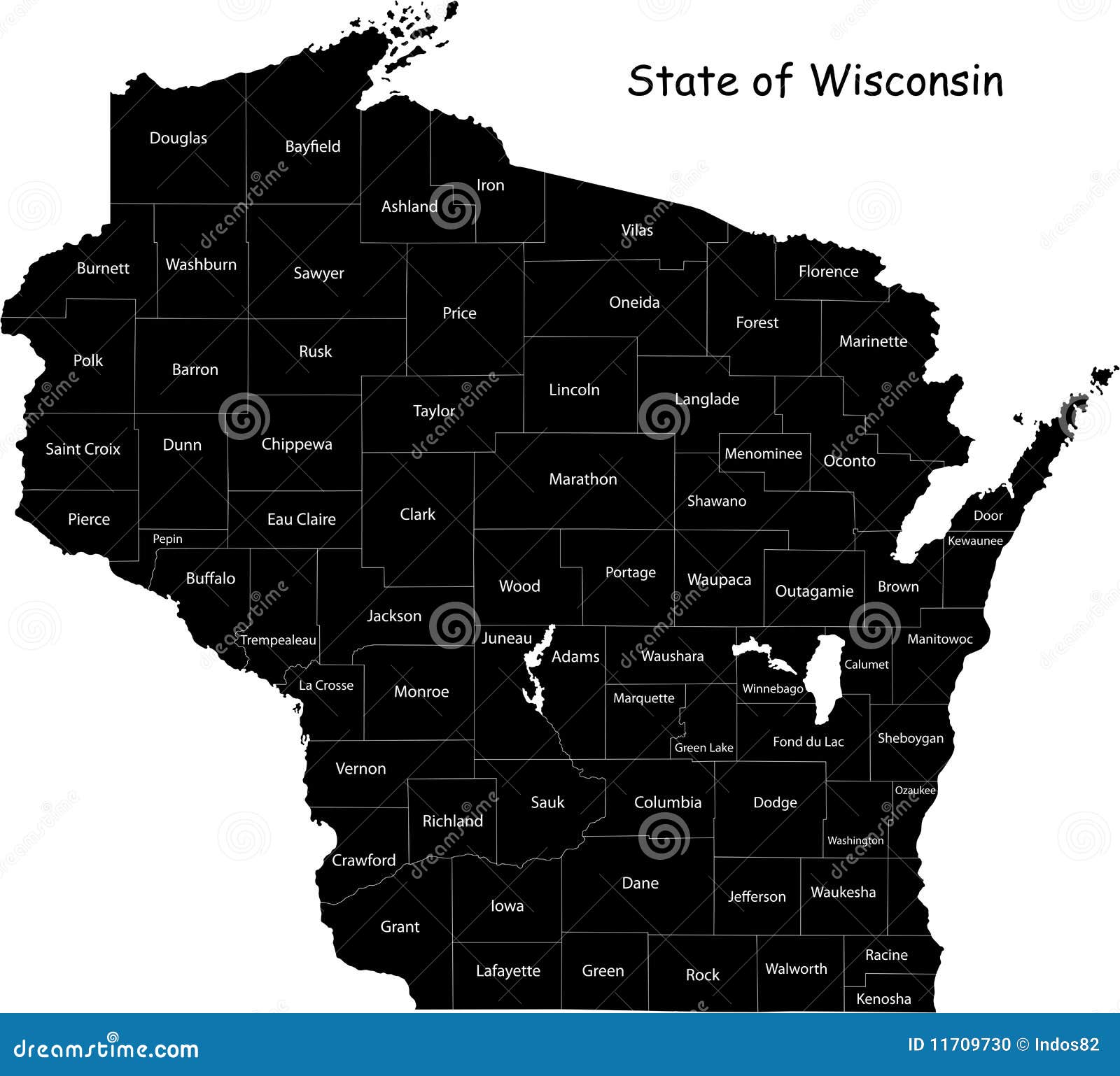Wisconsin US State Vector Map Isolated On White Background. High ...