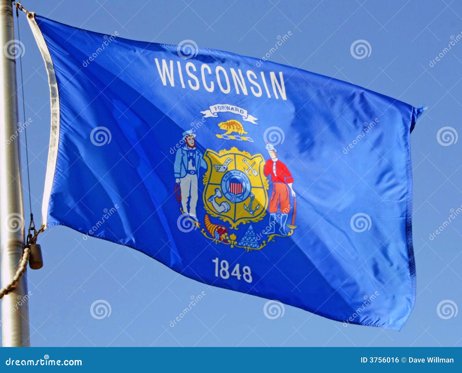 Wisconsin state flag stock photo. Image of state, fold - 3756016