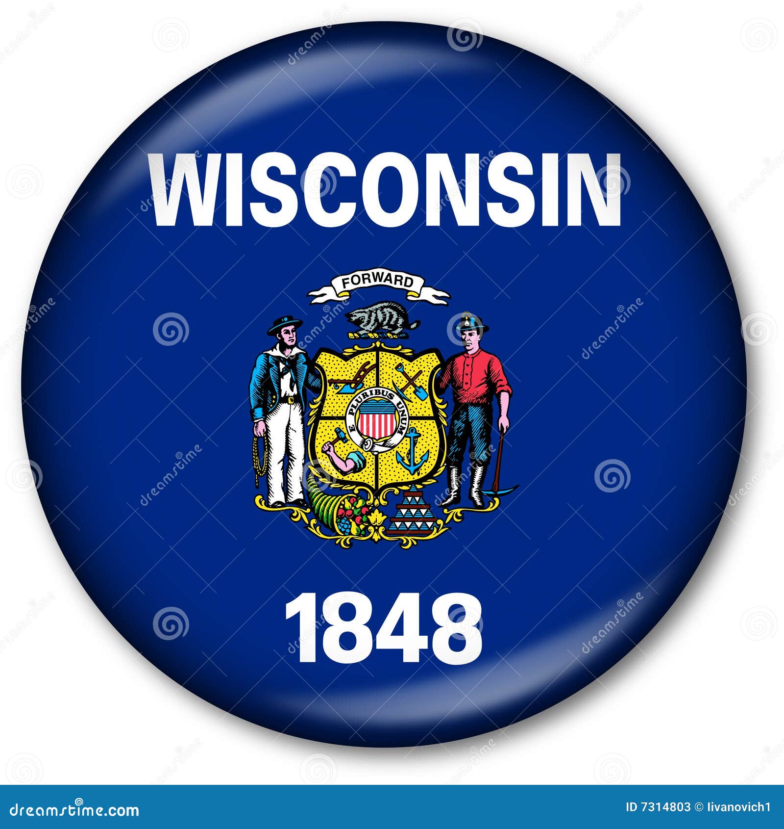 Wisconsin State Flag Button Stock Illustration - Illustration of ...