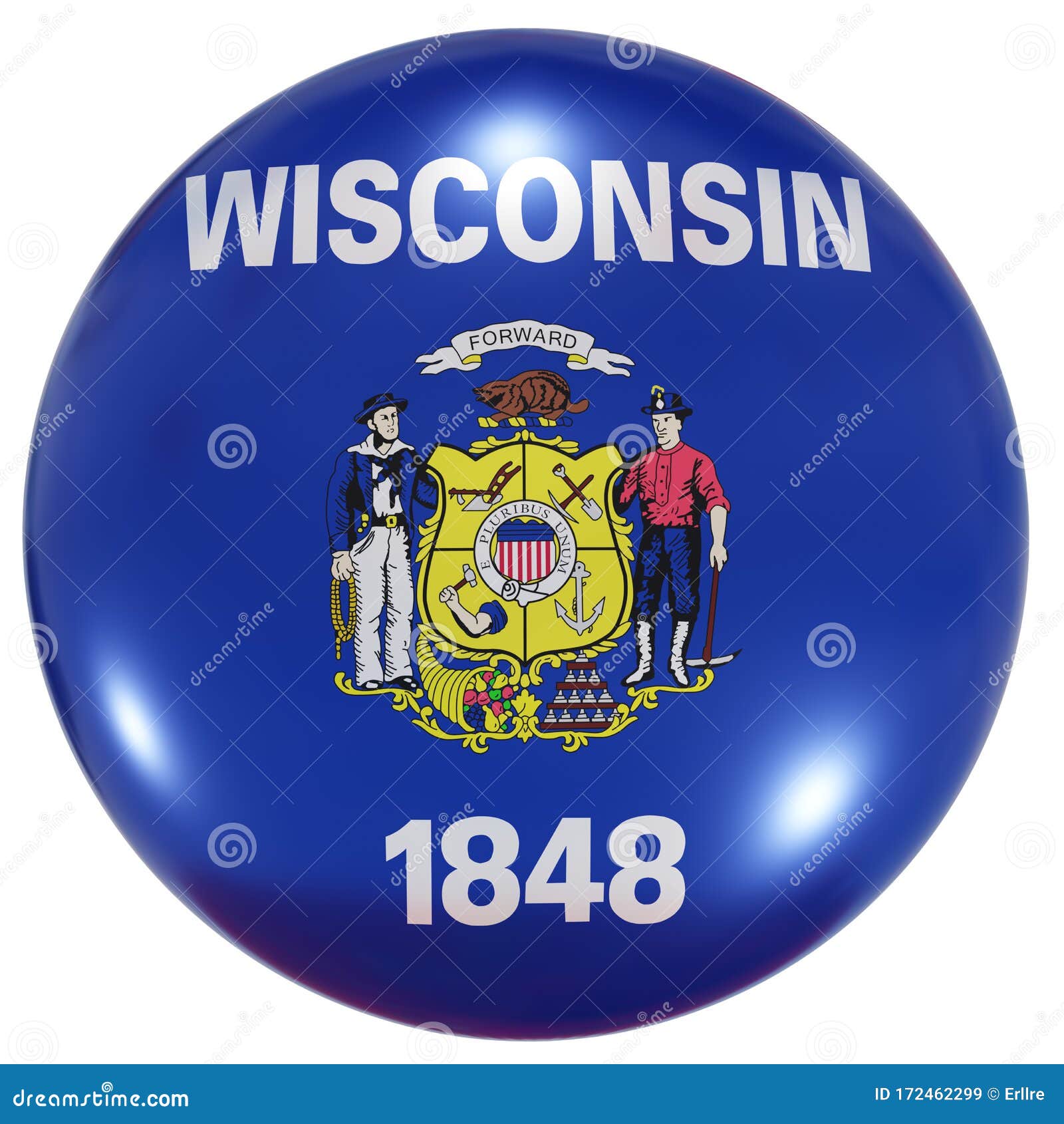 Wisconsin State Flag Button Stock Illustration - Illustration of ...