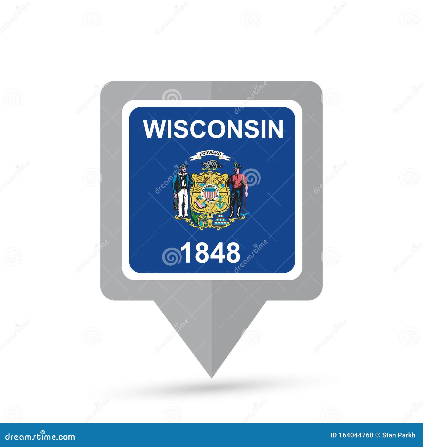 Wisconsin State Flag Map Icon Stock Vector - Illustration of marked ...