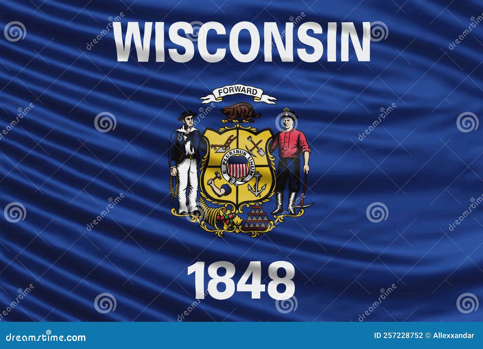 Wisconsin State Flag Wave Close Up, Wisconsin Flag Stock Photo - Image ...