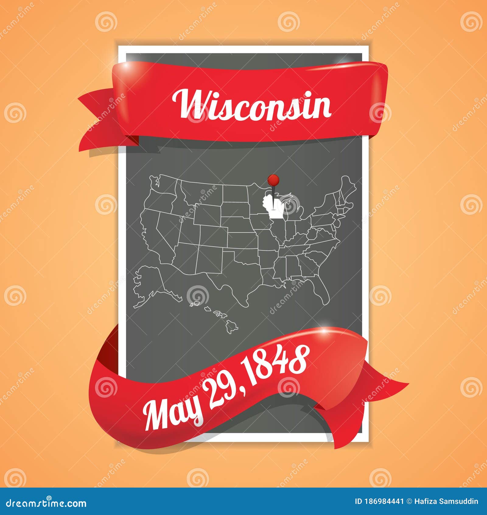 Wisconsin State Map Poster. Vector Illustration Decorative Design Stock ...
