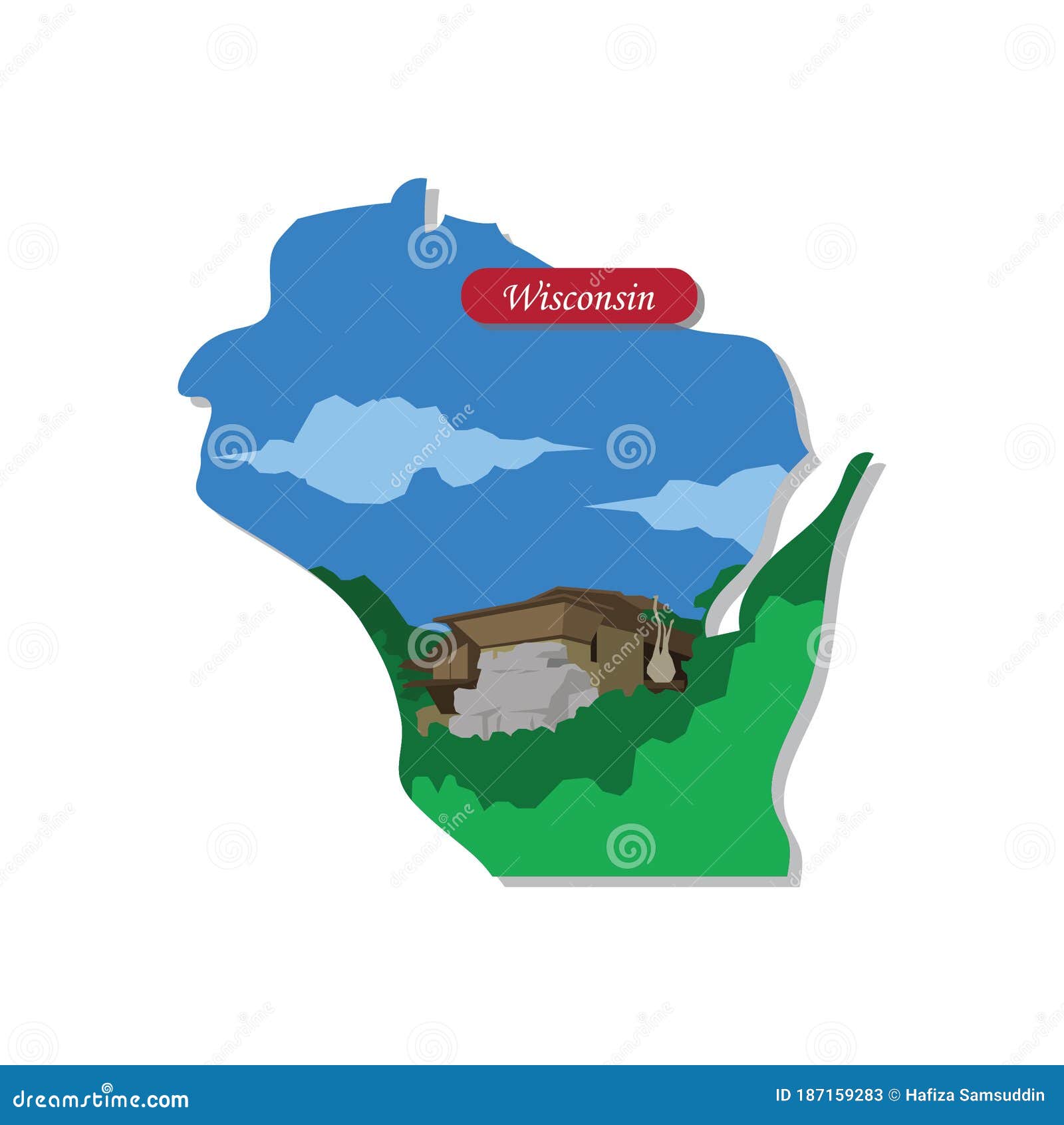 Wisconsin State Map. Vector Illustration Decorative Design Stock Vector ...