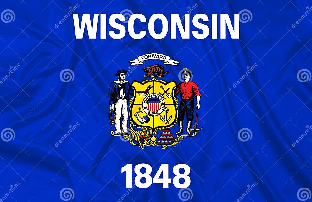 Wisconsin state silk flag stock illustration. Illustration of banner ...
