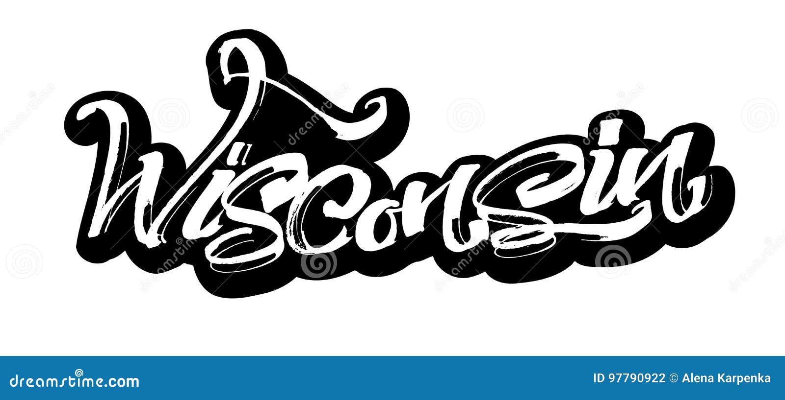 Wisconsin. Sticker. Modern Calligraphy Hand Lettering for Serigraphy ...