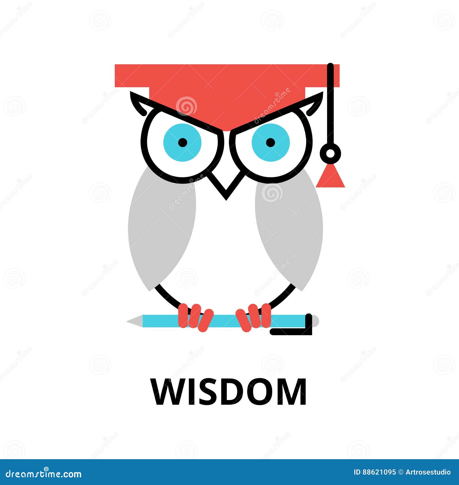 Wisdom Icon, Flat Thin Line Vector Illustration Stock Vector ...