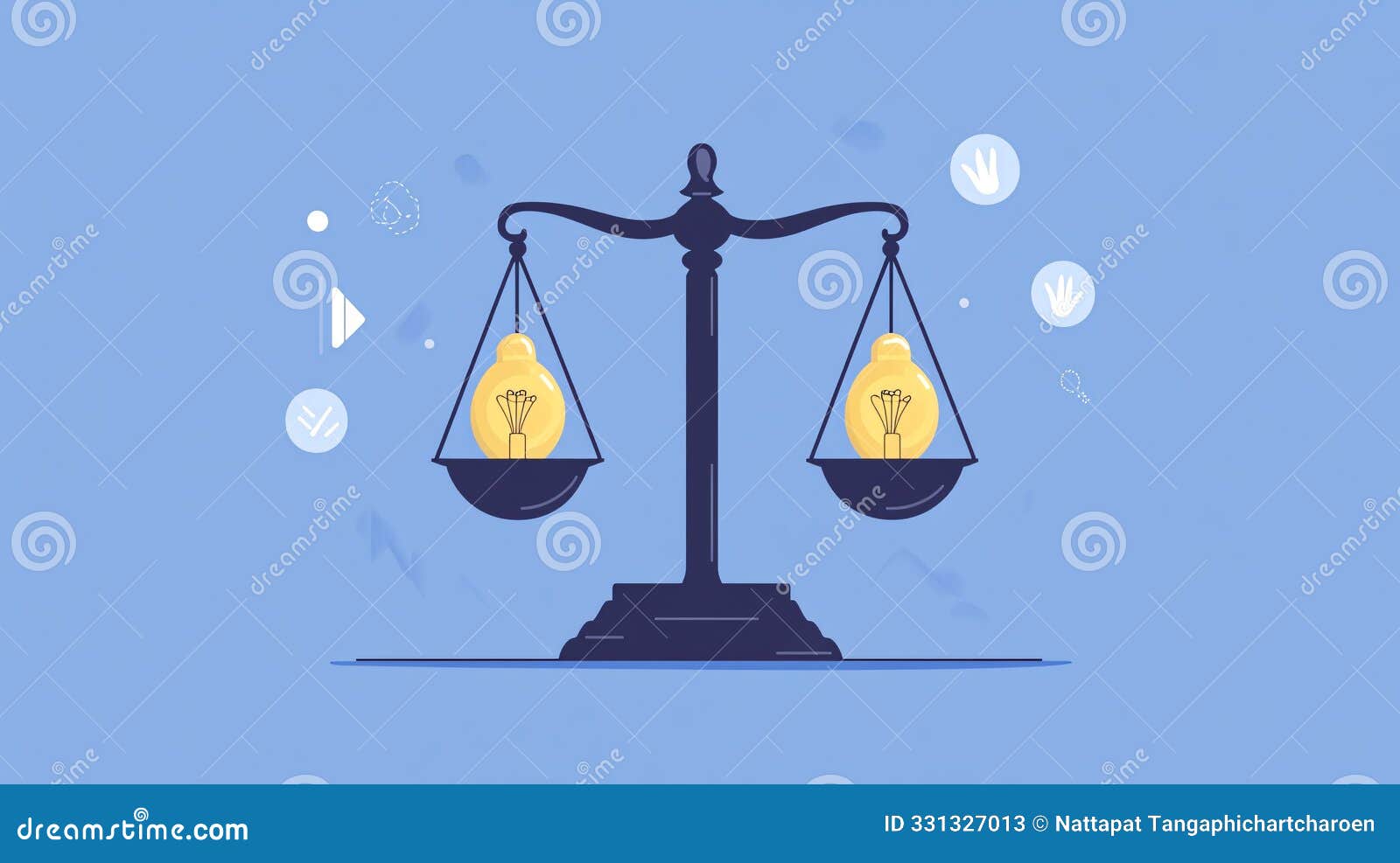 Wisdom and Justice Represented by Balanced Scales with a Light Bulb, in ...
