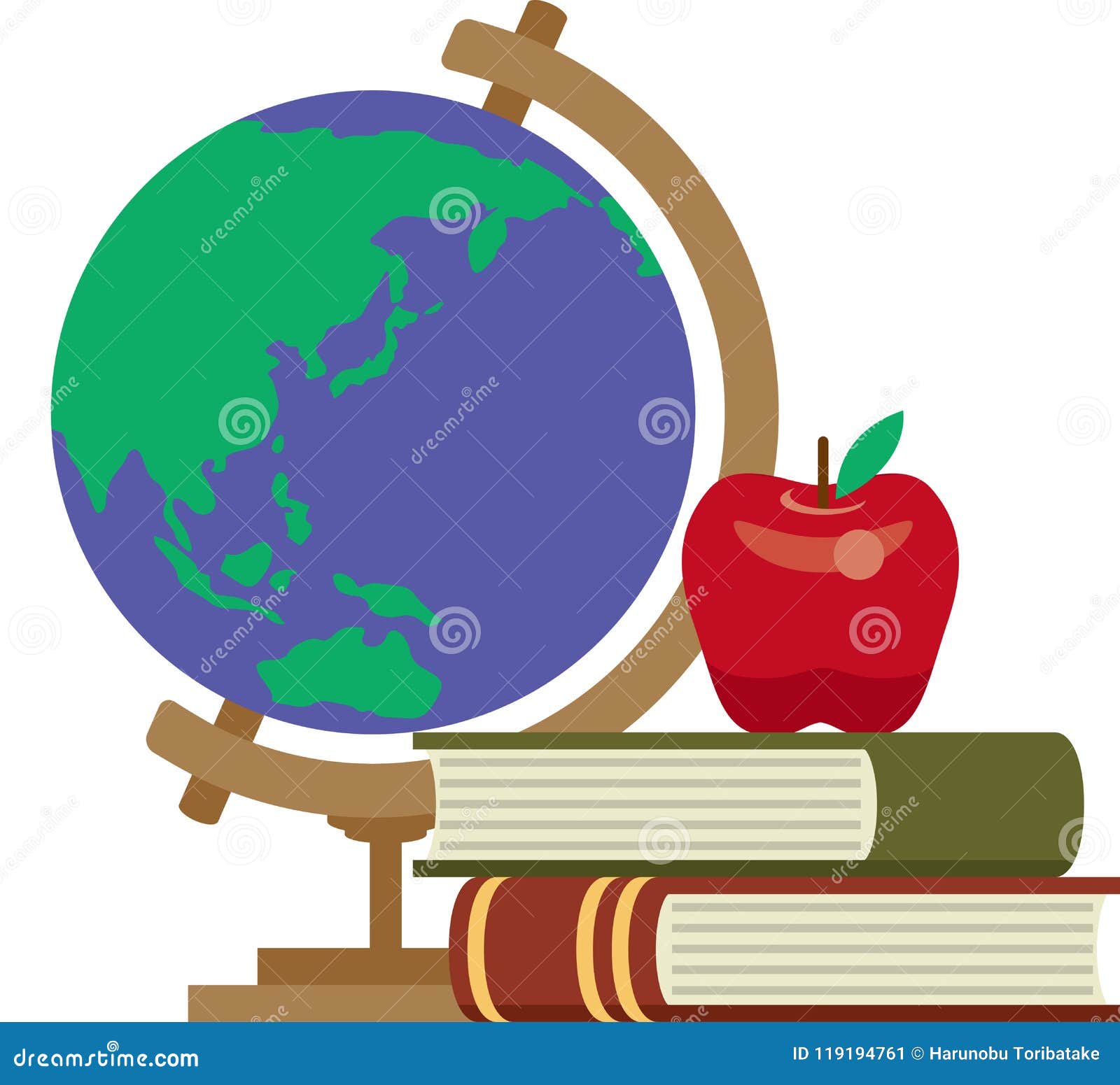 Wisdom and Knowledge Globe, Apple and Book Stock Vector - Illustration ...
