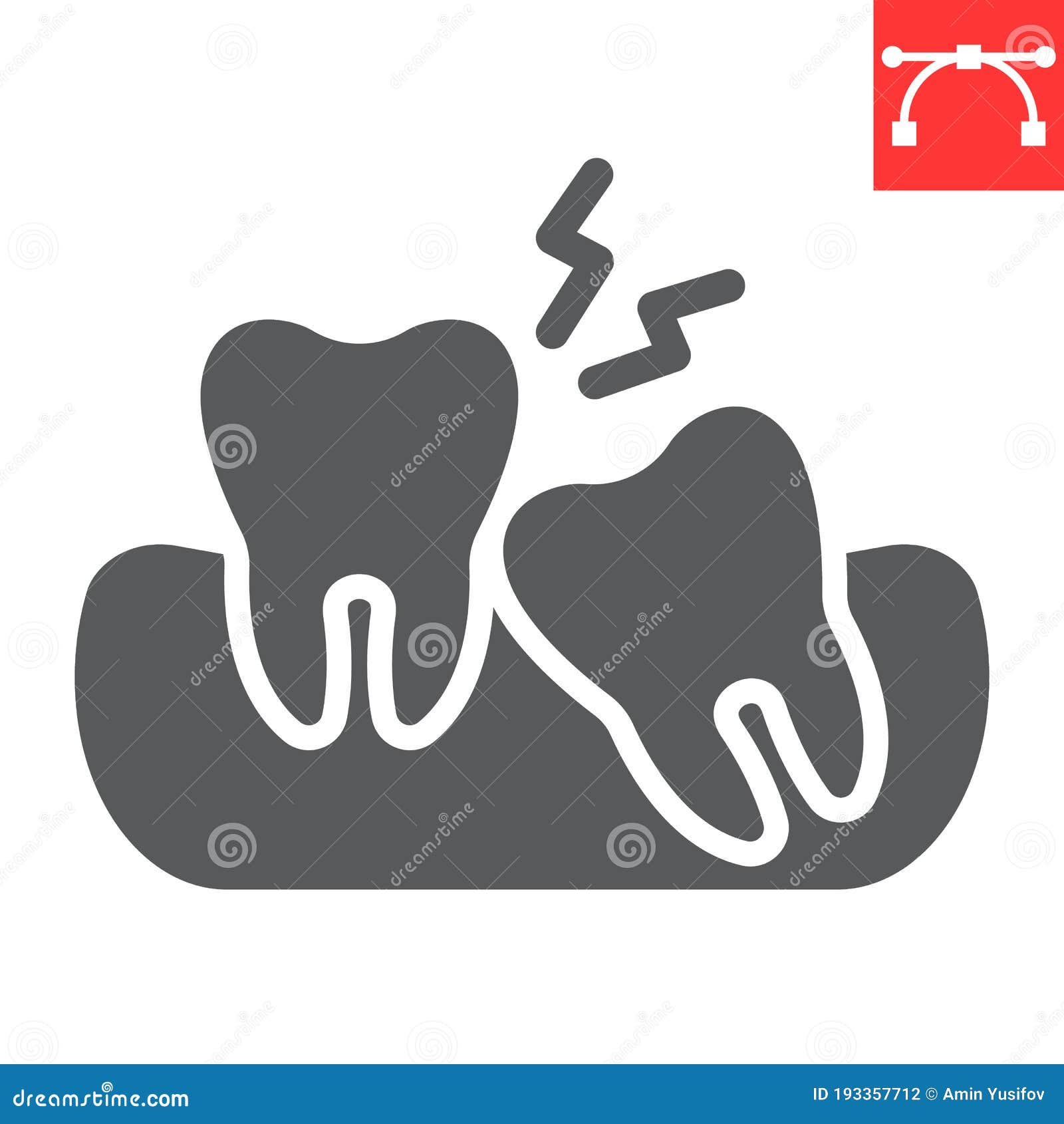 Impacted Tooth Inside Under Inflammation Gum Frame Cartoon Style ...