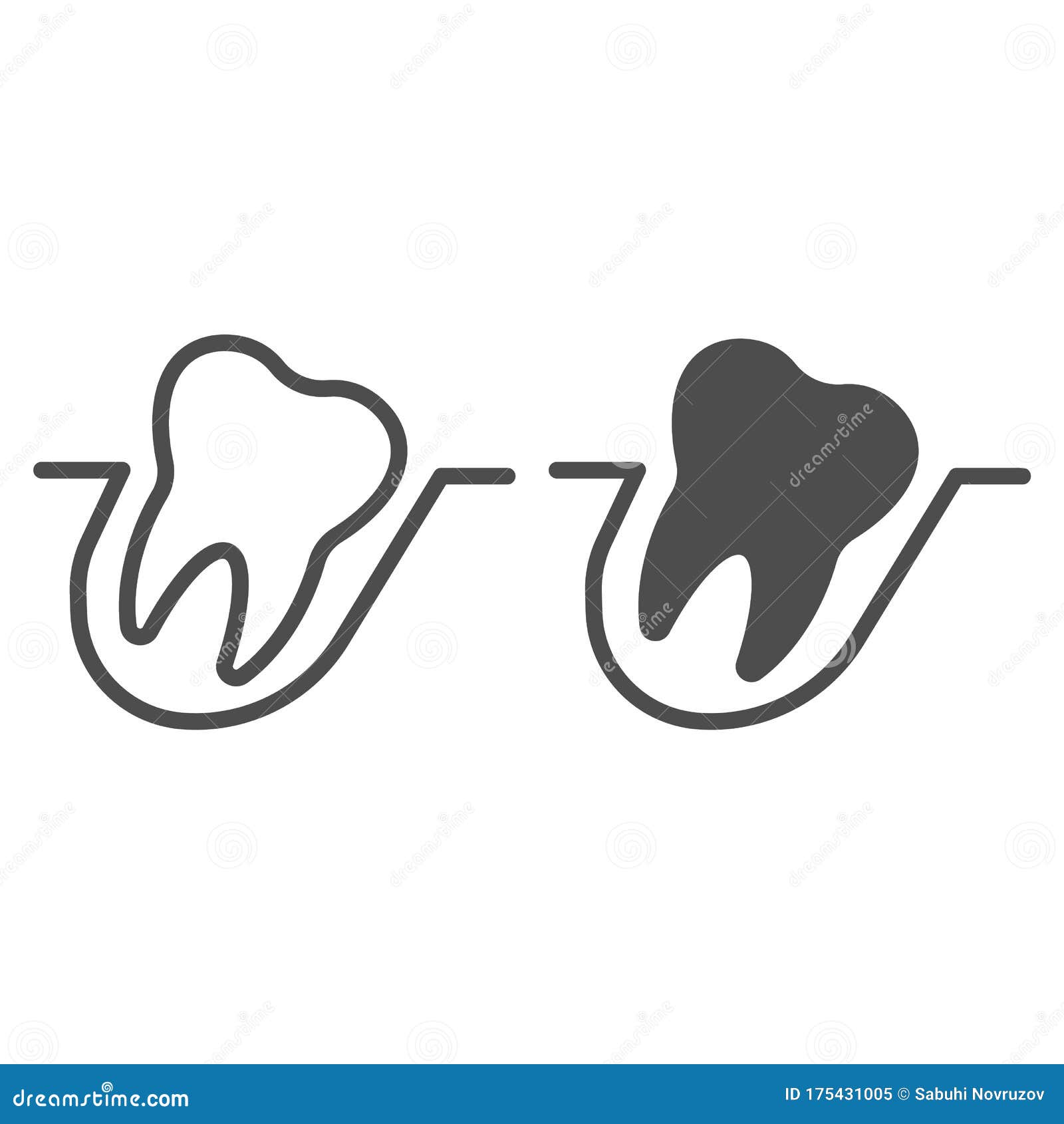 Wisdom Tooth Line And Solid Icon. Malocclusion Problem, Crooked Teeth ...