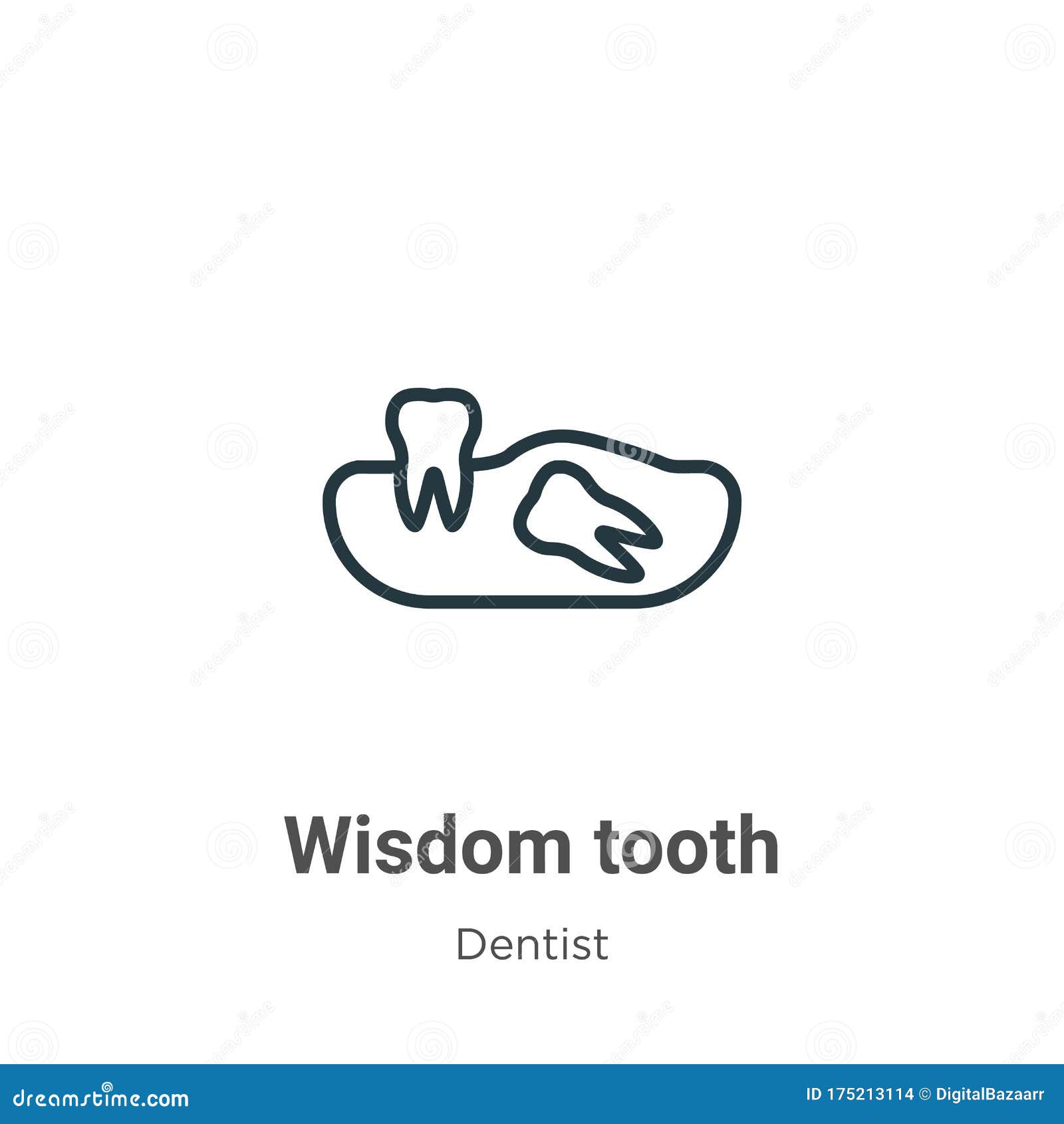 Wisdom Tooth Outline Vector Icon. Thin Line Black Wisdom Tooth Icon ...