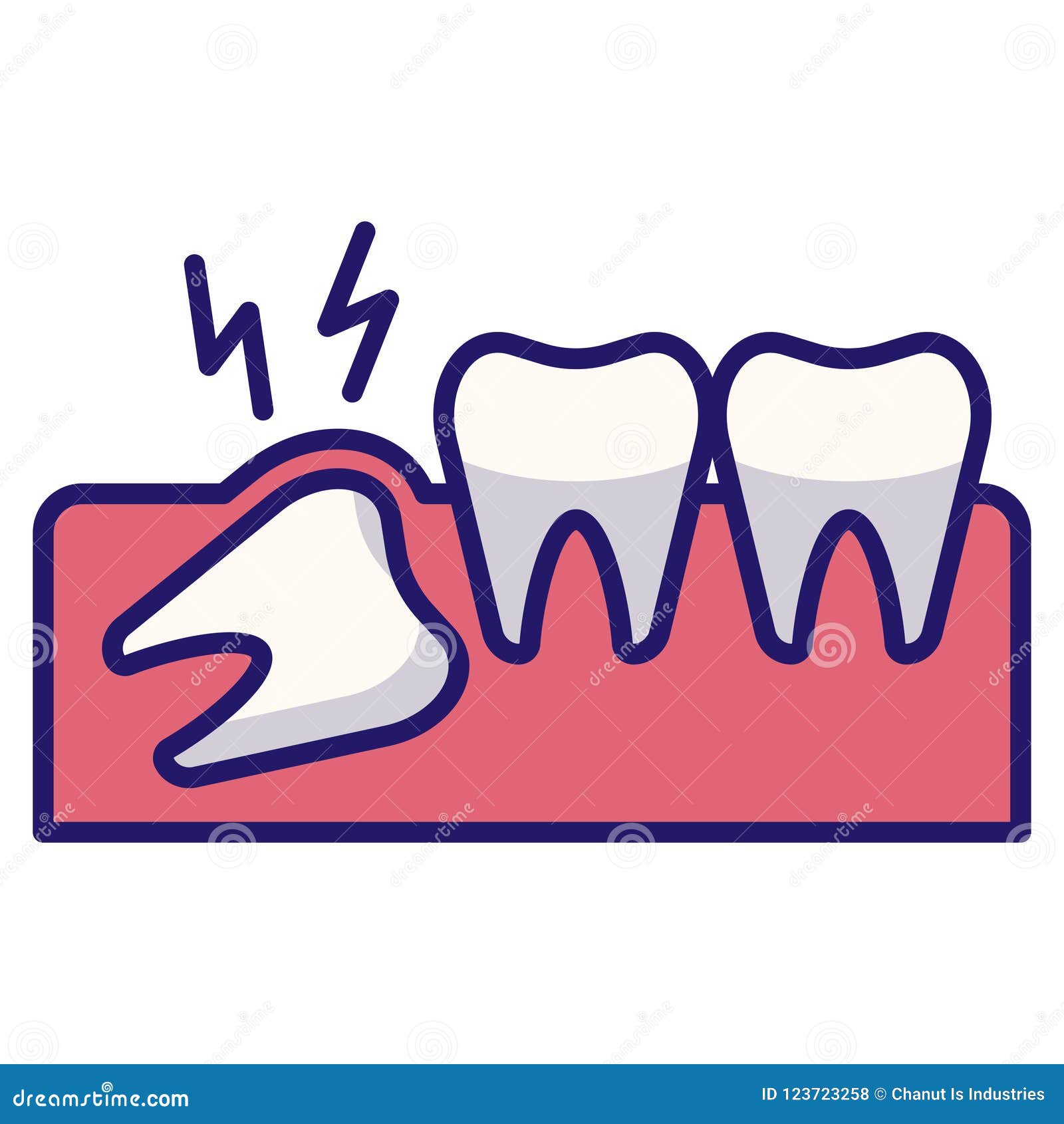 Wisdom tooth LineColor stock vector. Illustration of medical - 123723258