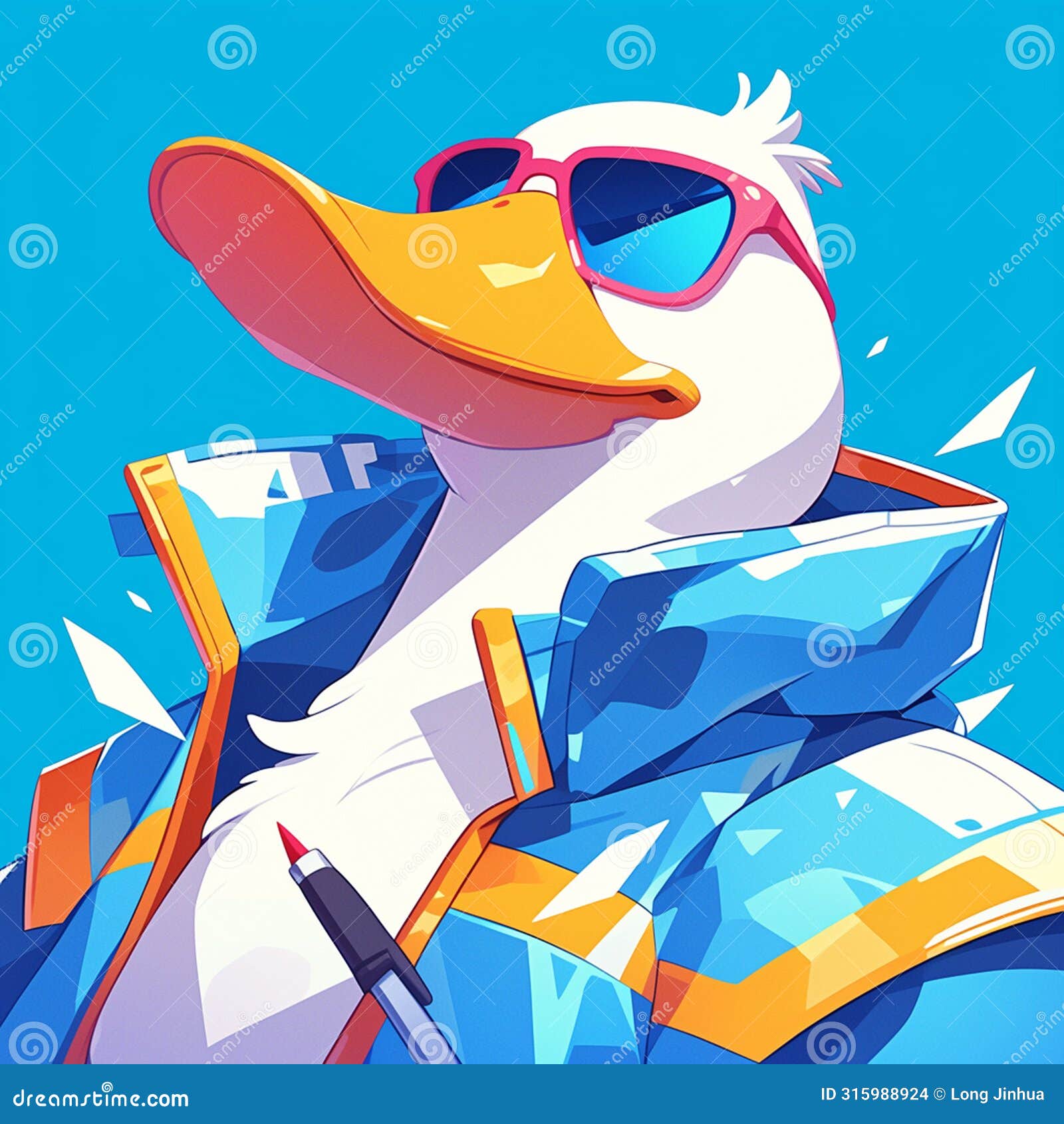 A Wise Duck Software Engineer Cartoon Style Stock Vector - Illustration ...