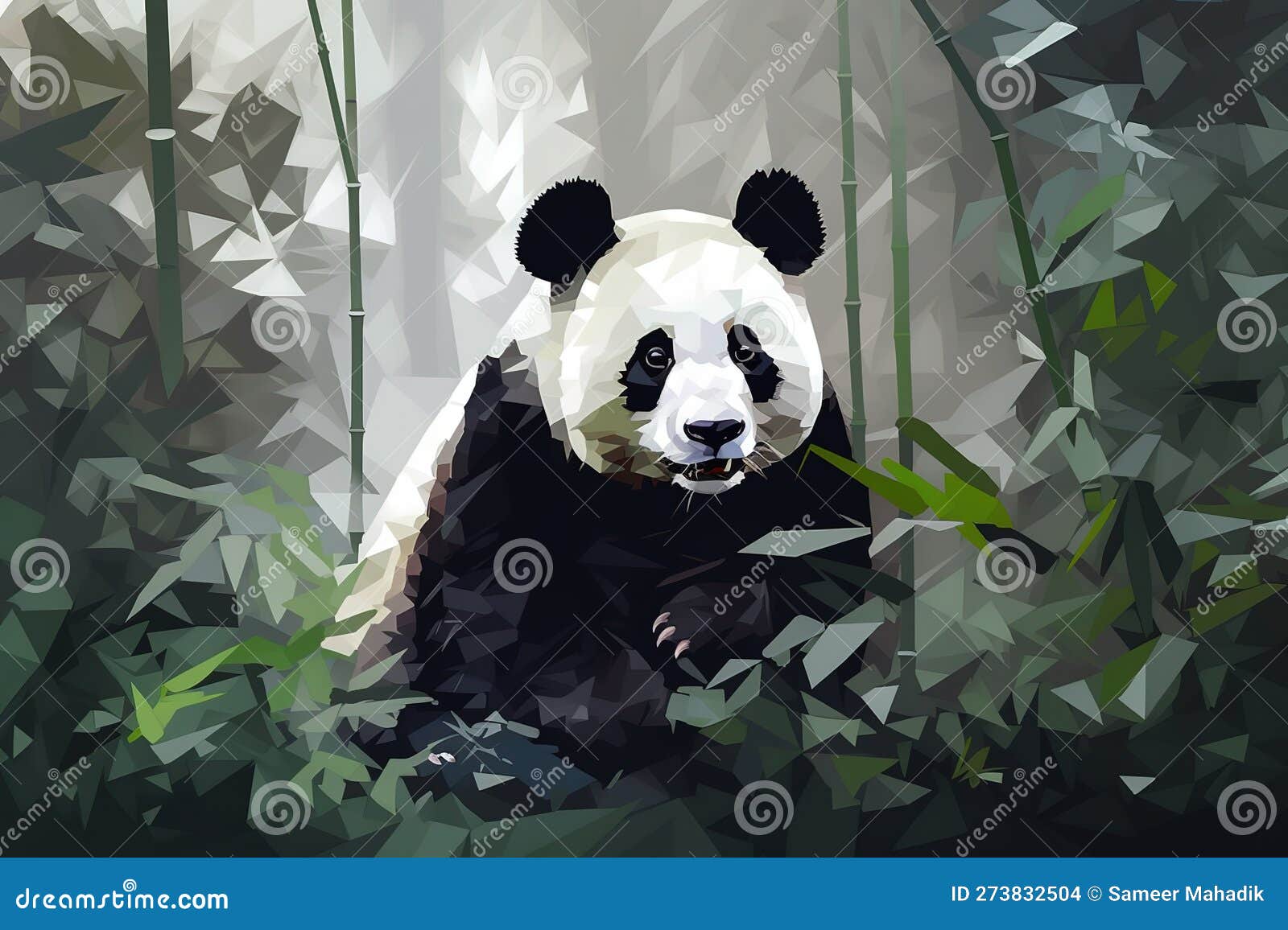 A Wise and Gentle Giant Panda in the Bamboo Forest Generative AI Stock ...