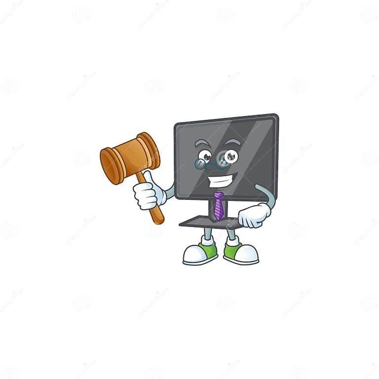 A Wise Judge Computer Screen in Comic Strip Character Design Stock ...