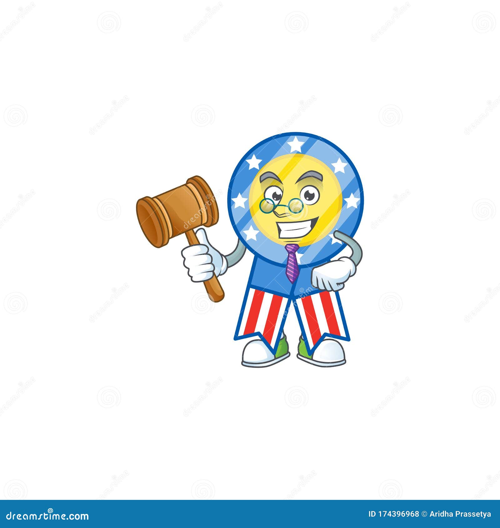 A Wise Judge USA Medal in Comic Strip Character Design Stock Vector ...