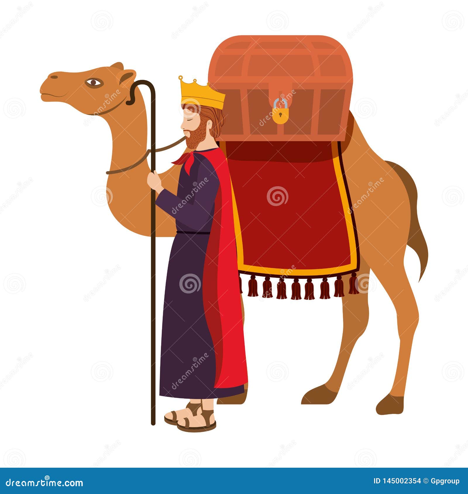Wise Man with Camel Manger Character Stock Vector - Illustration of ...