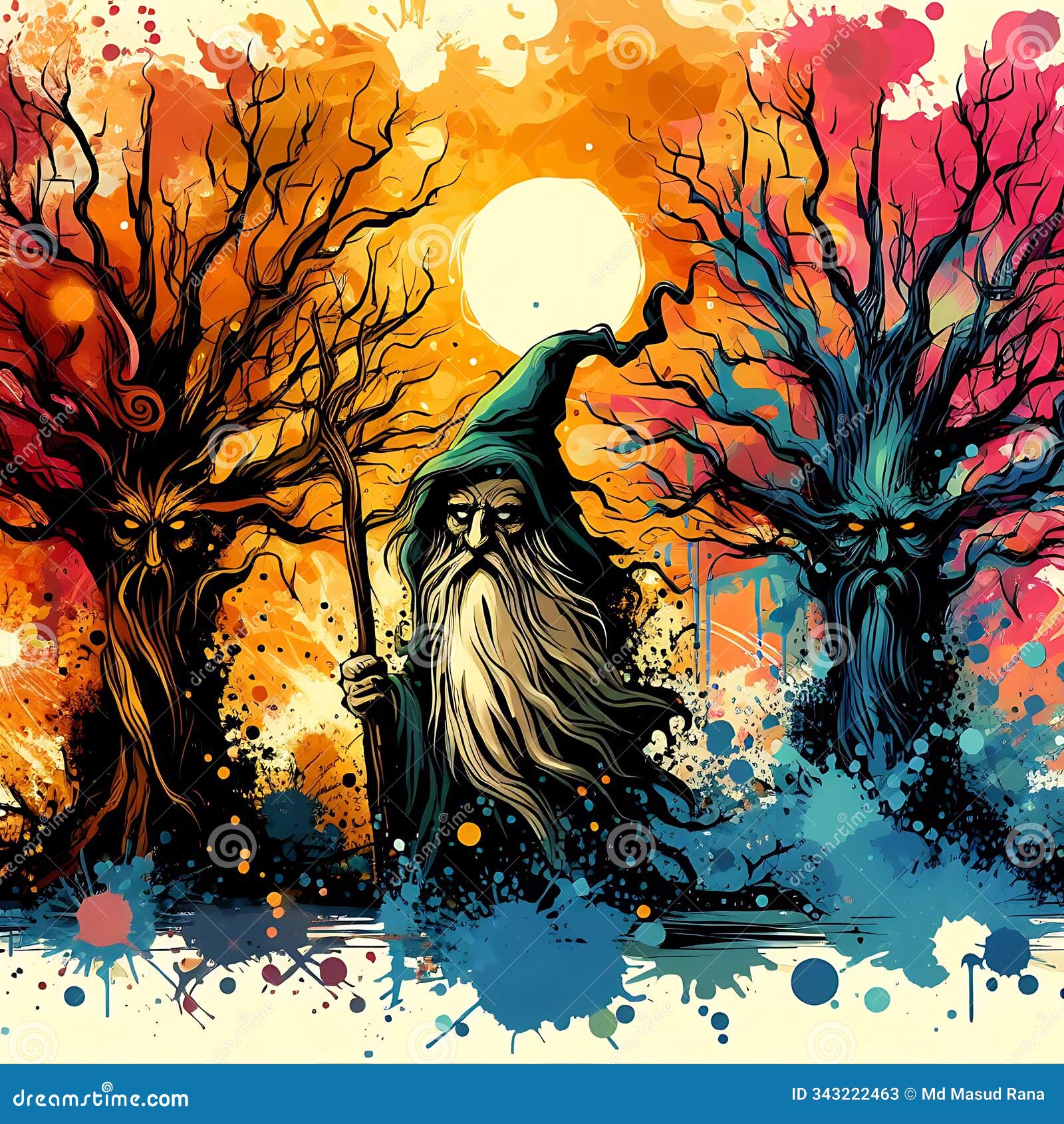 Wise Mystical Horror Tree in a Rainforest. AI Generated Stock Image ...