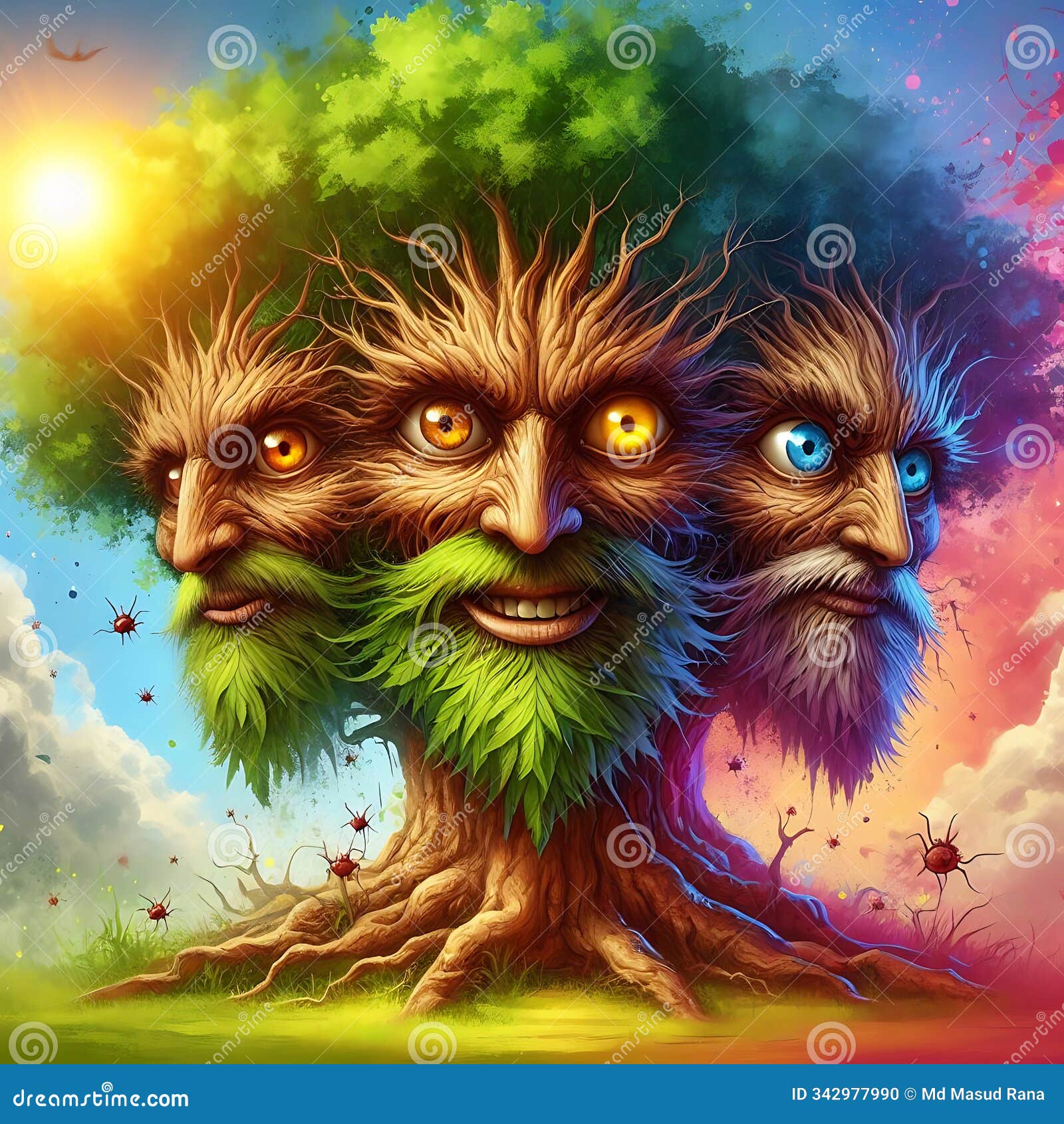 Wise Mystical Tree in a Rainforest. AI Generared Stock Photo - Image of ...