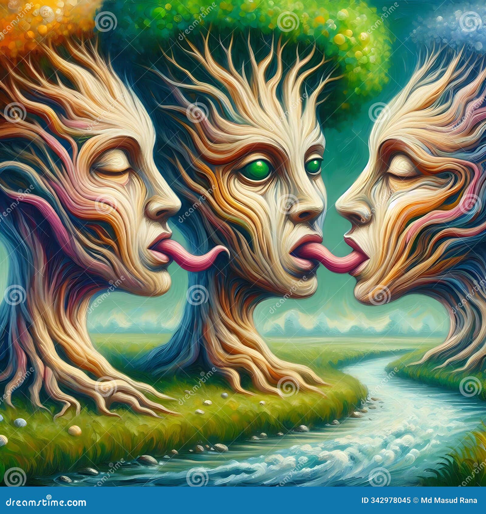 Wise Mystical Tree in a Rainforest. AI Generared Stock Image - Image of ...