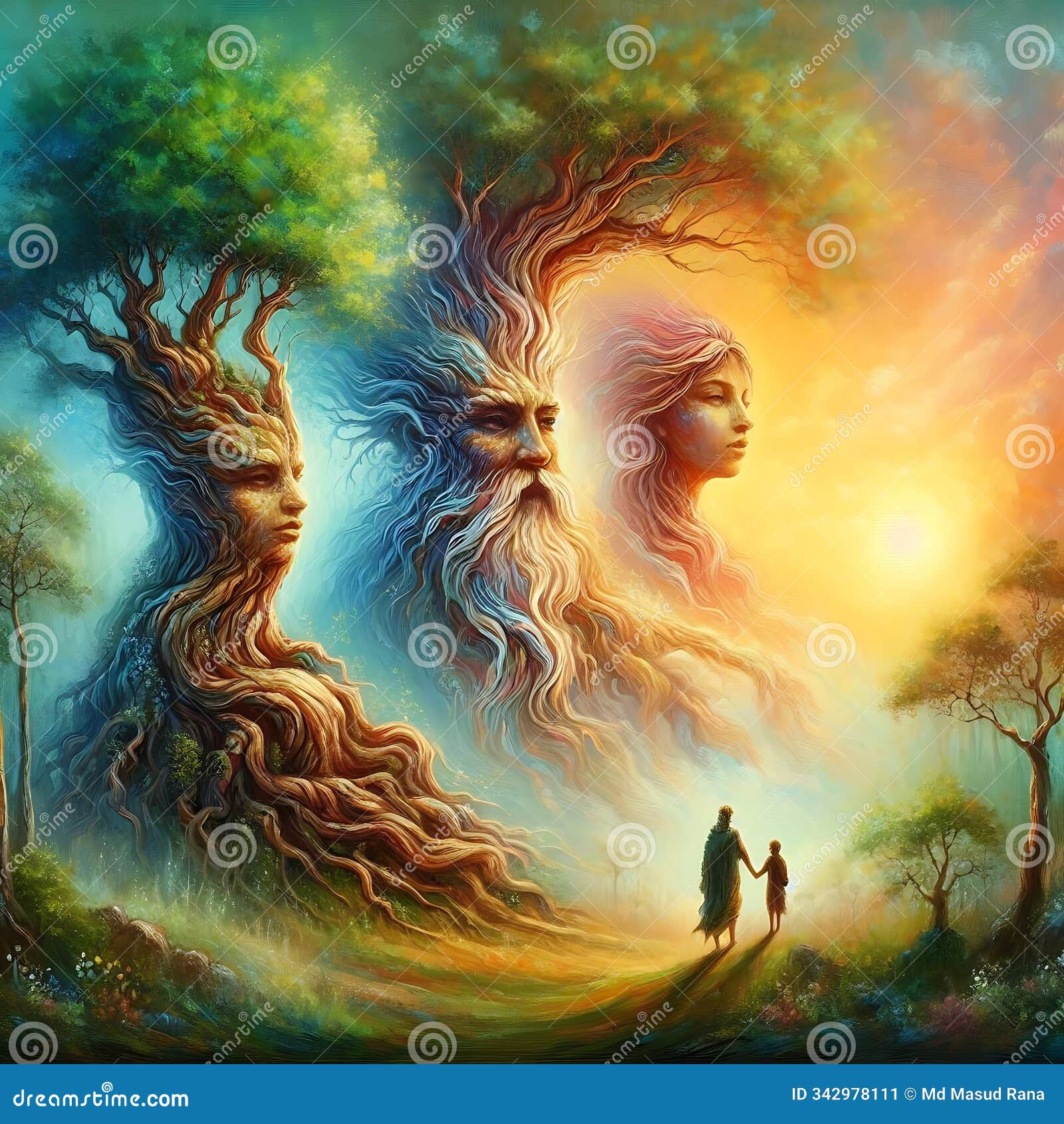 Wise Mystical Tree in a Rainforest. AI Generared Stock Image - Image of ...