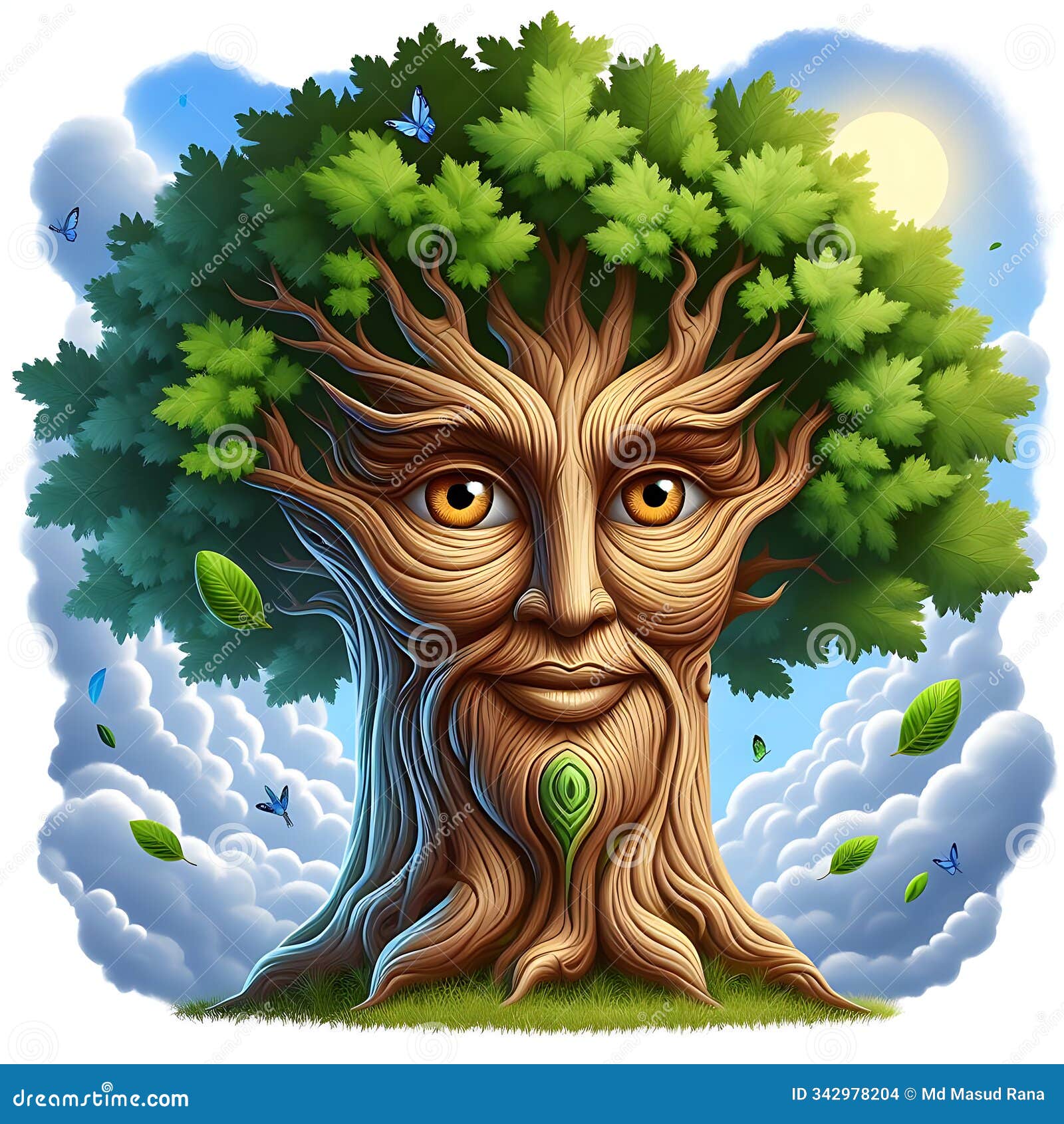 Wise Mystical Tree in a Rainforest. AI Generared Stock Photo - Image of ...