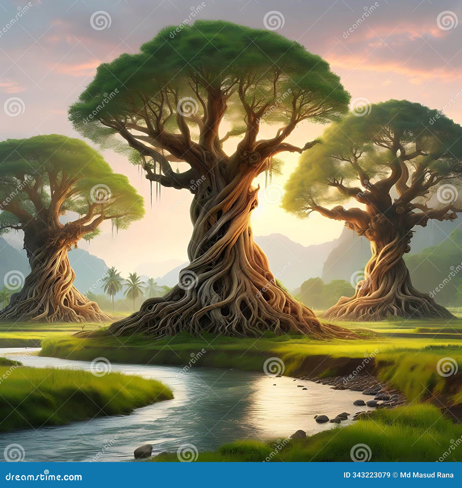 Wise Mystical Tree in a Rainforest. AI Generared Stock Image - Image of ...