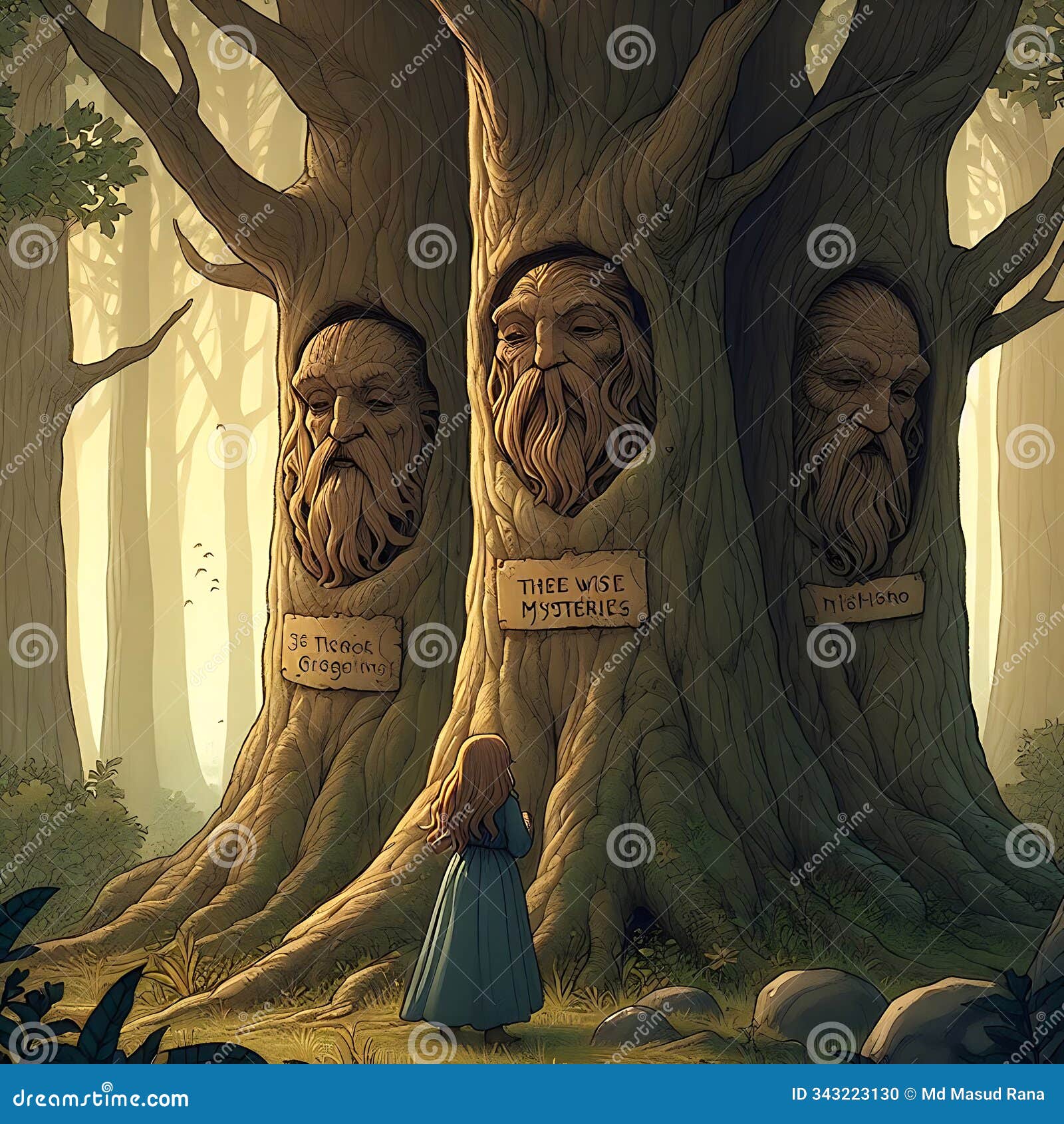 Wise Mystical Tree in a Rainforest. AI Generared Stock Photo - Image of ...