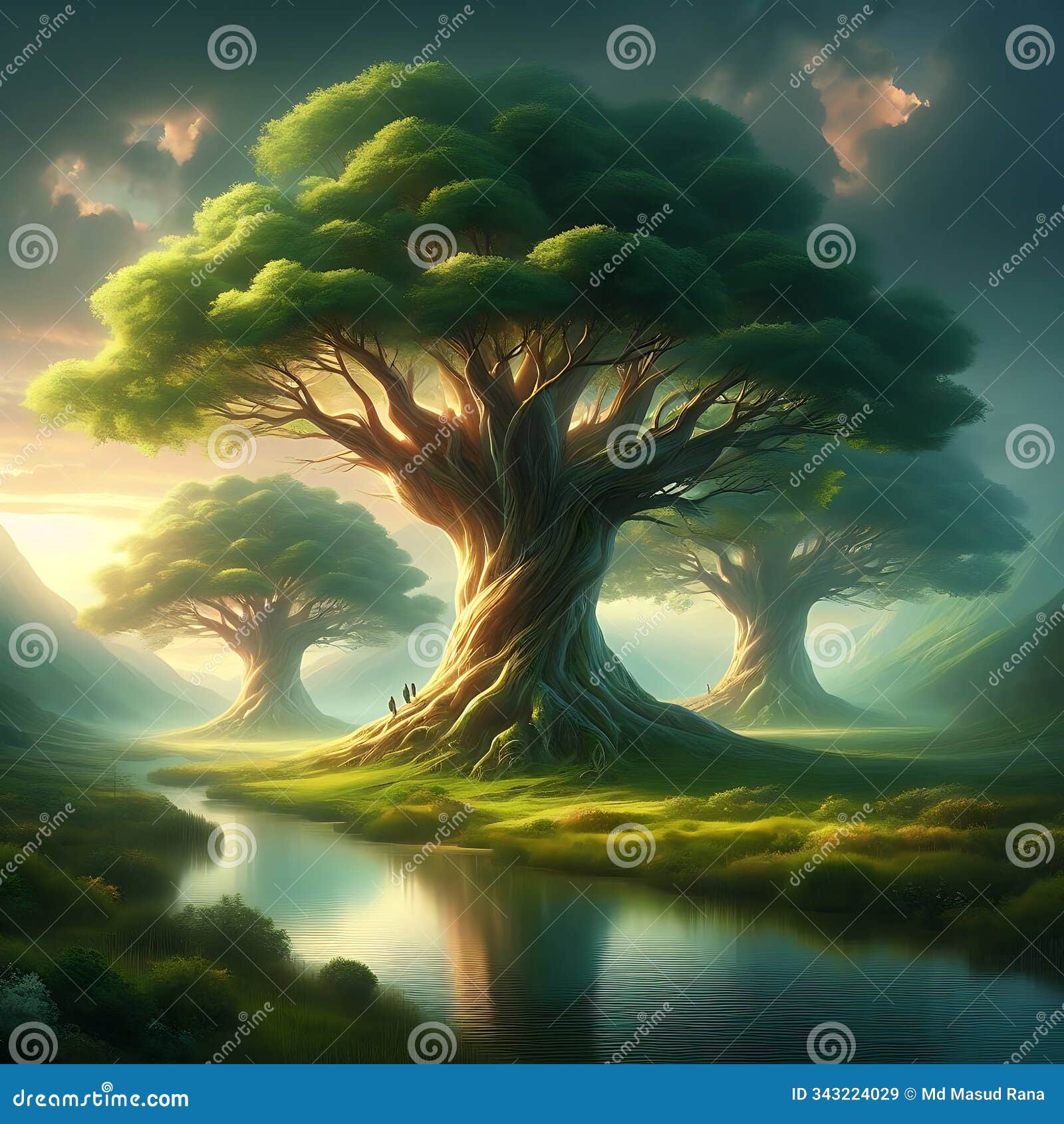 Wise Mystical Tree in a Rainforest. AI Generared Stock Image - Image of ...