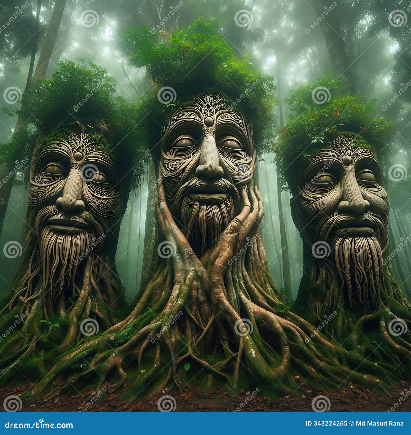 Wise Mystical Tree in a Rainforest. AI Generared Stock Image - Image of ...