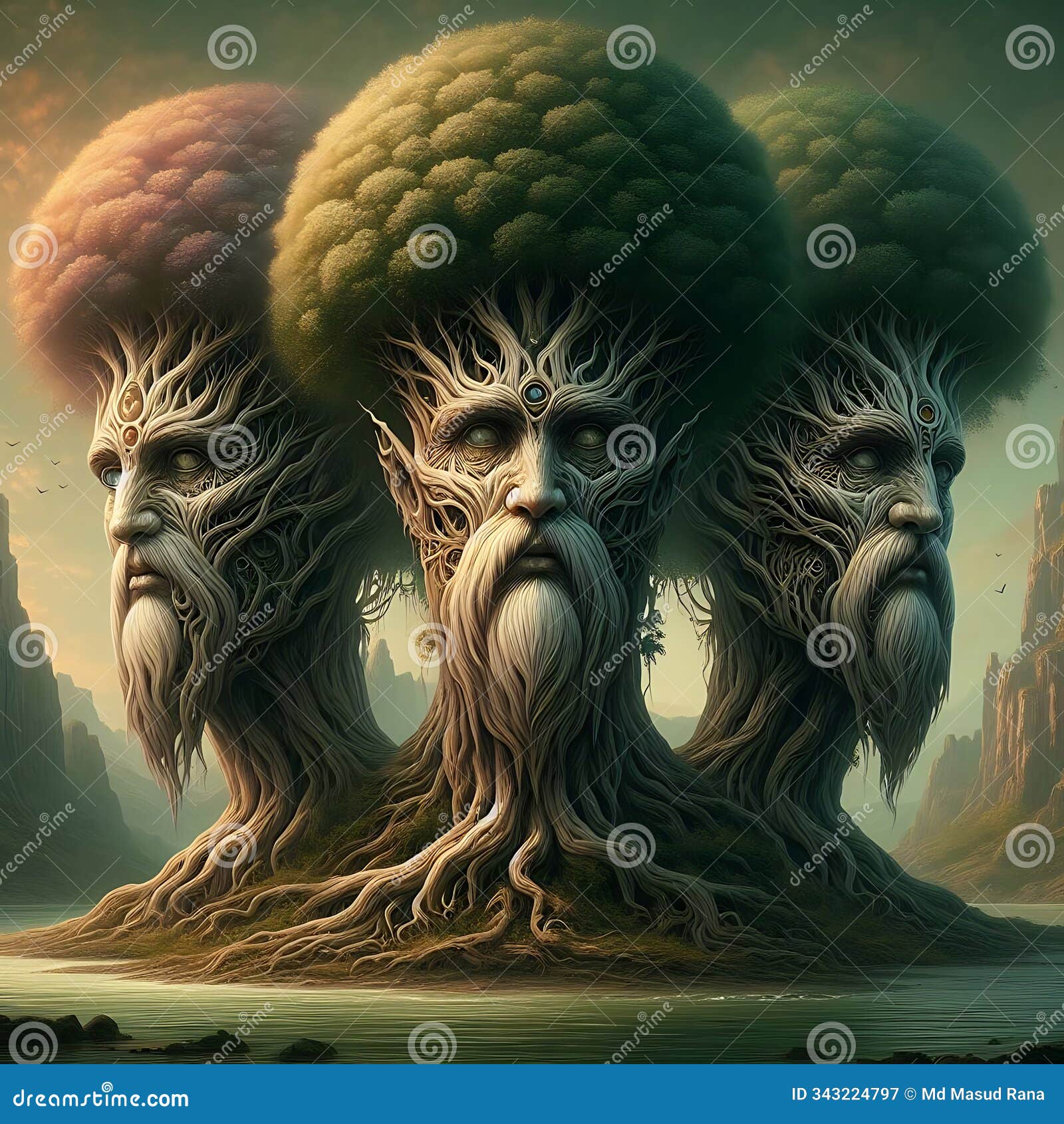 Wise Mystical Tree in a Rainforest. AI Generared Stock Image - Image of ...