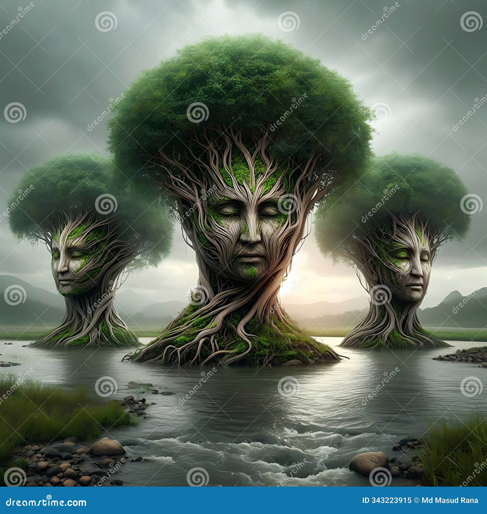 Wise Mystical Tree in a Rainforest. AI Generared Stock Image - Image of ...