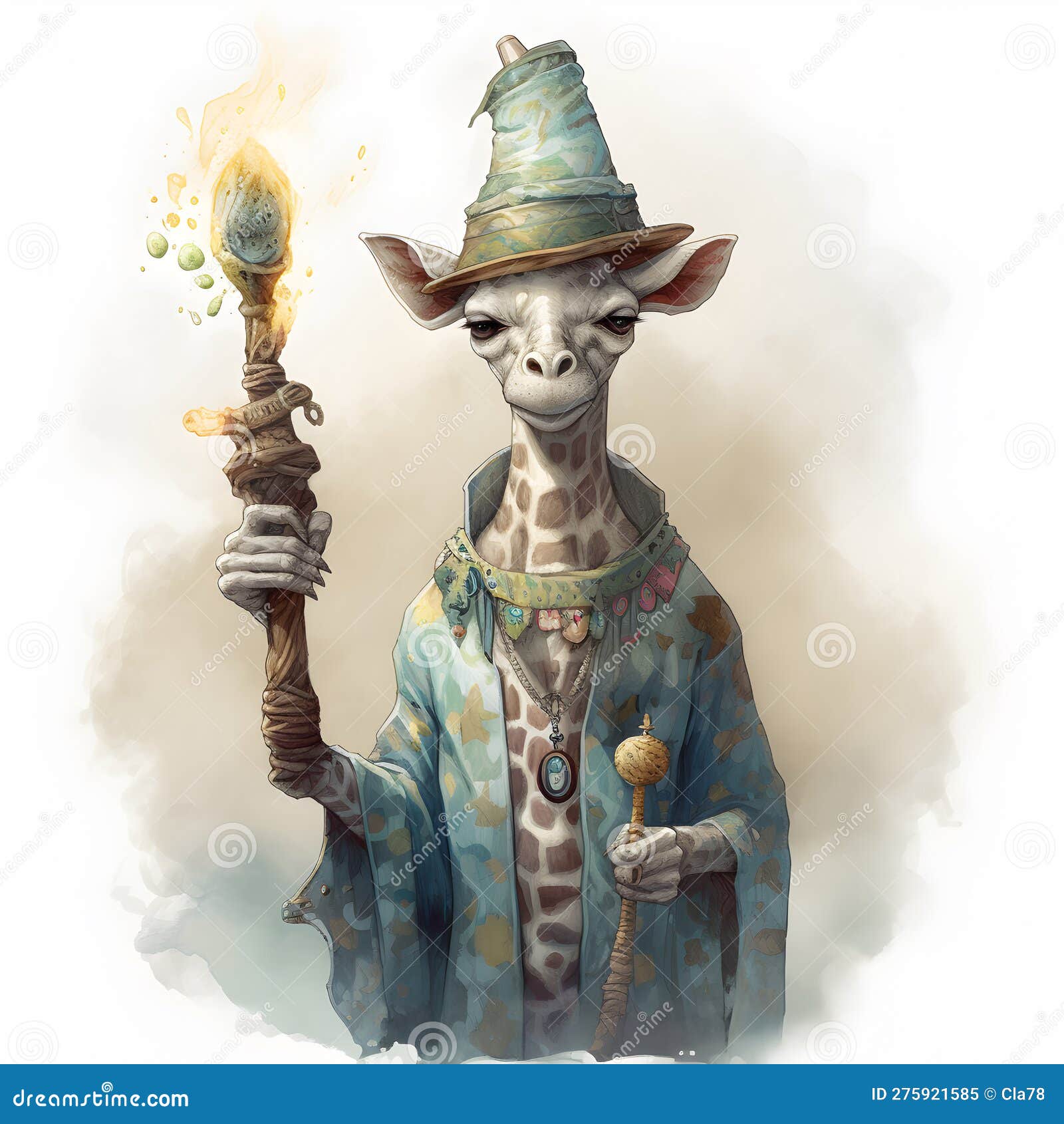 Wise Mystical Wizard Giraffe, Ai Generative Illustration Stock ...
