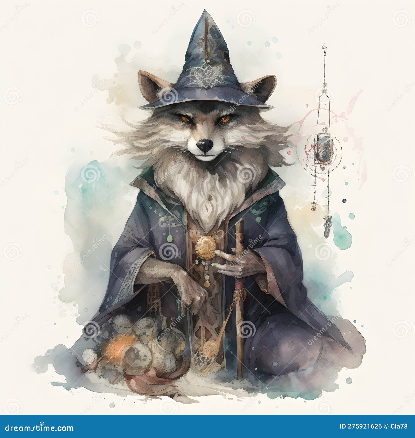 Wise Mystical Wizard Wolf, Ai Generative Illustration Stock ...