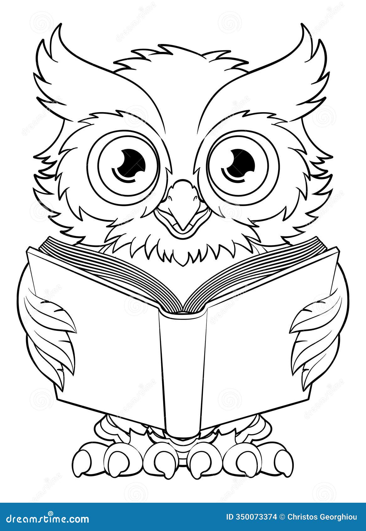 Wise Old Owl Cartoon Cute Character Reading Book Stock Illustration ...