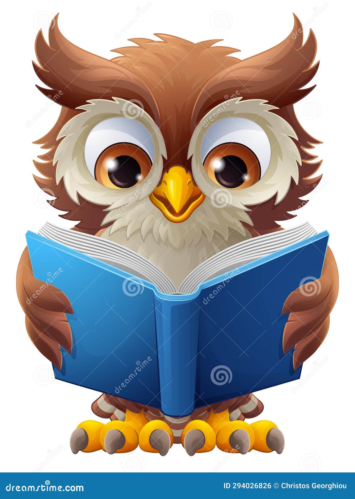 Wise Owl Cartoon Cute Character Reading Book Stock Vector ...
