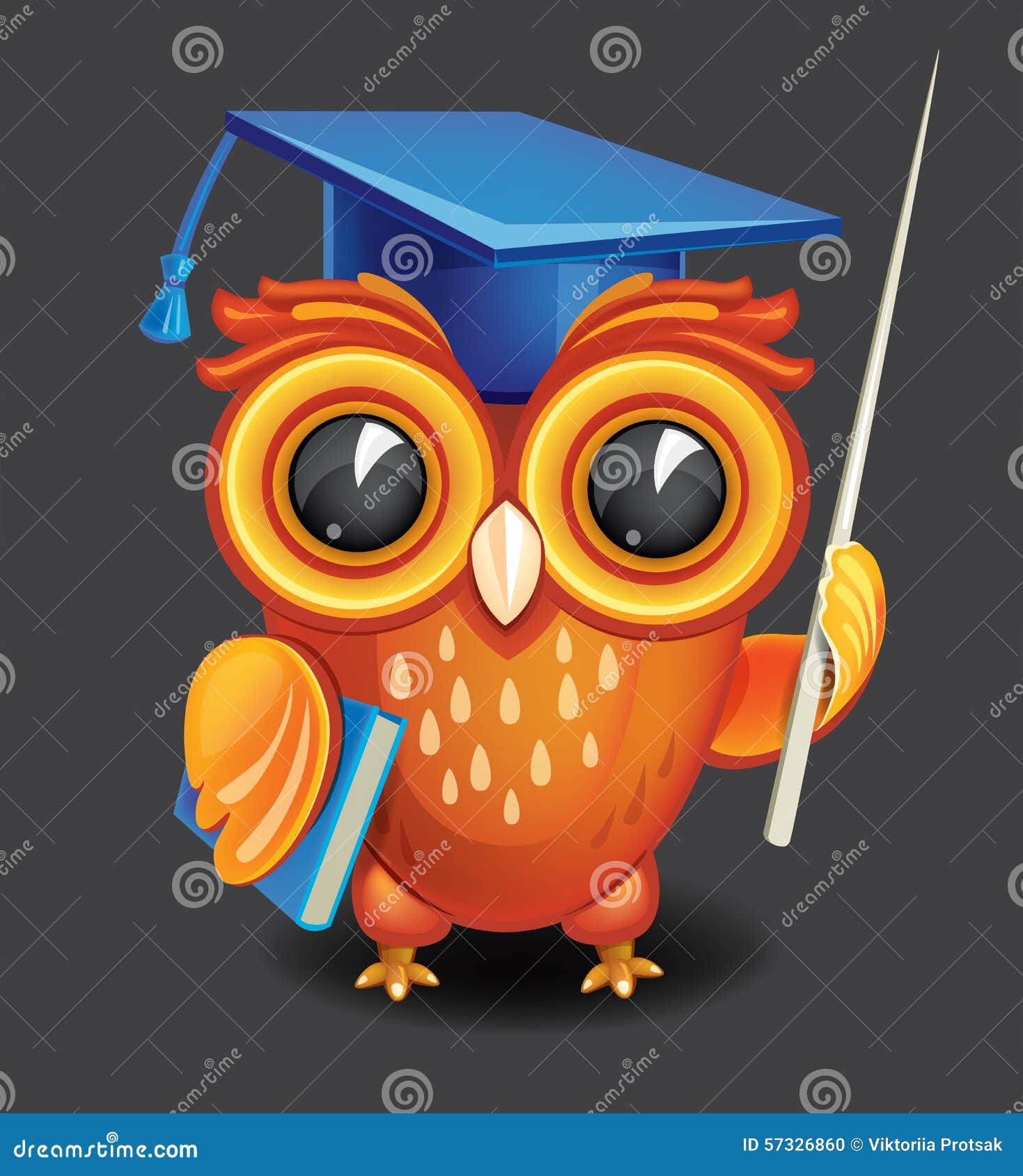 Wise owl in graduation cap stock vector. Illustration of wisdom - 57326860