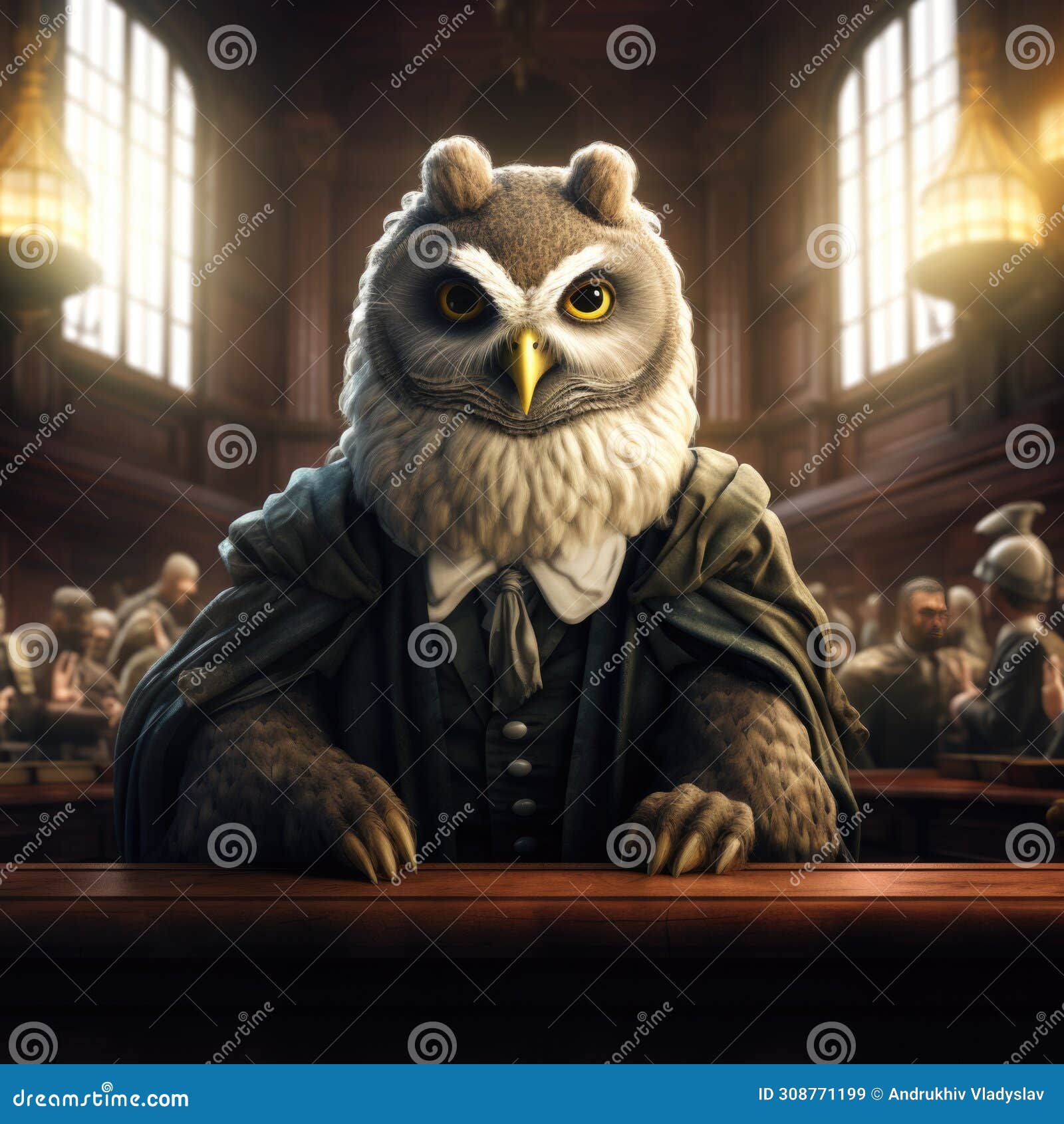 Wise Owl - Judge in the Courtroom Stock Illustration - Illustration of ...