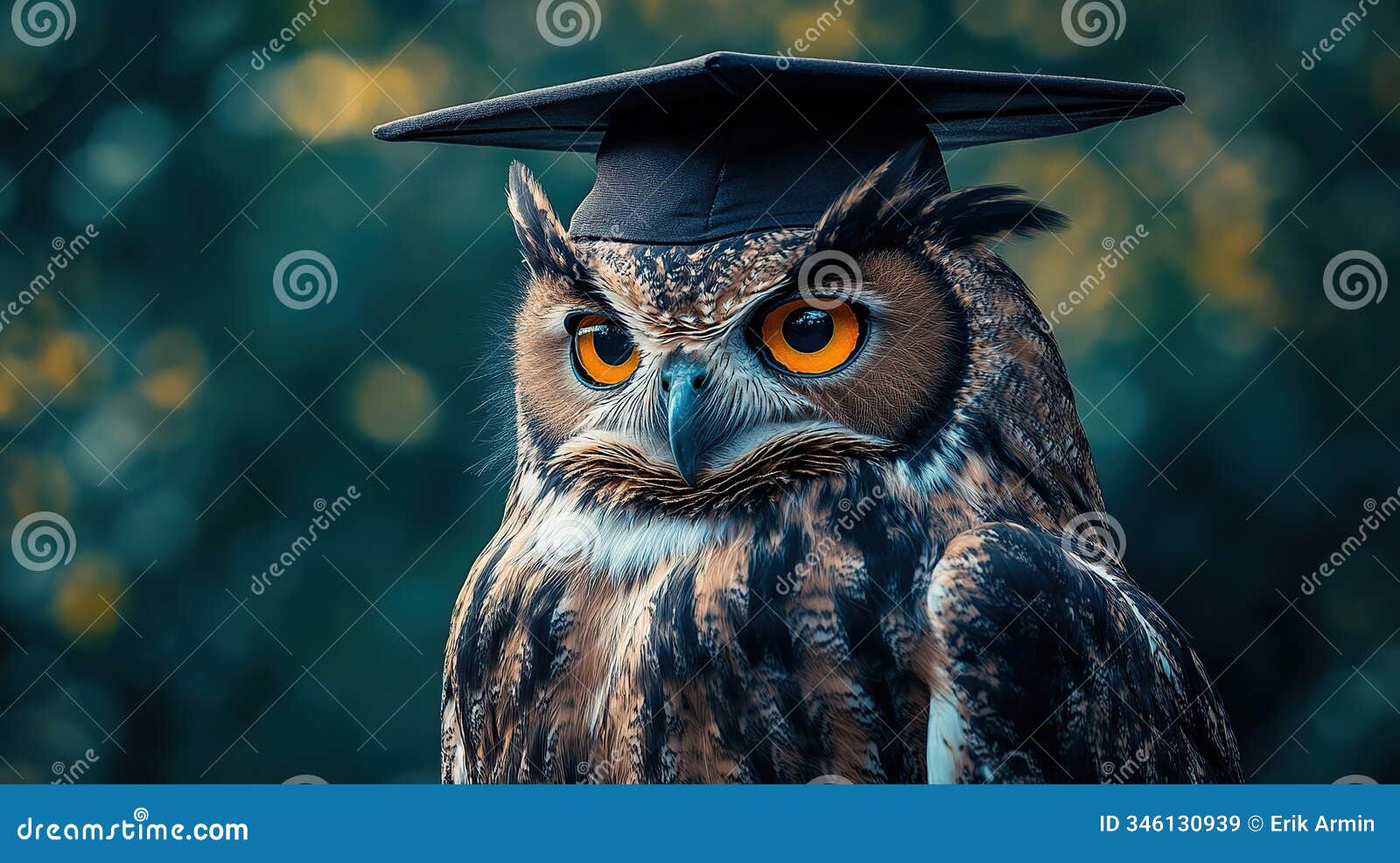 Wise Owl Wearing Graduation Cap Stock Illustration - Illustration of ...