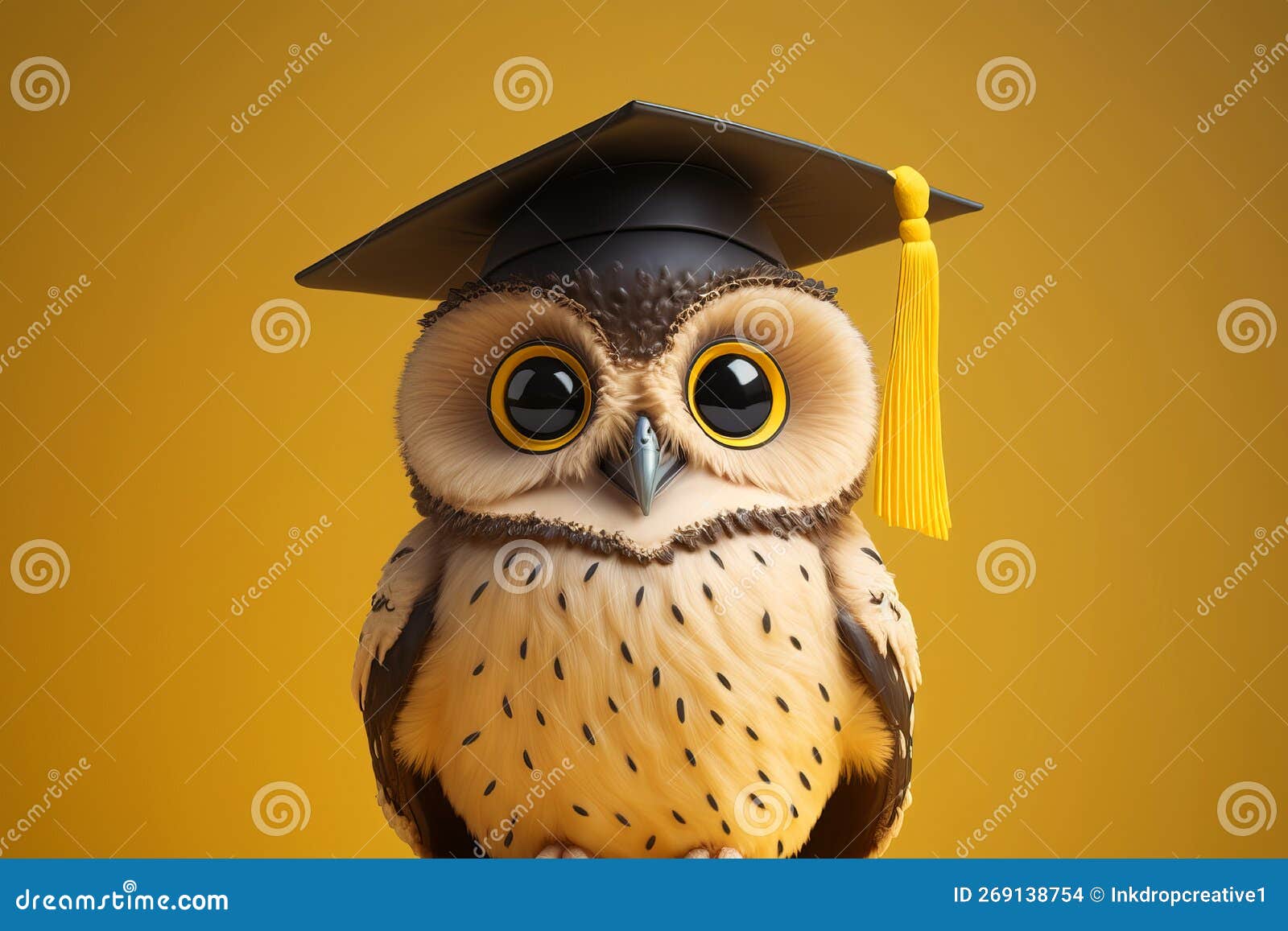 A Wise Owl Wearing a Graduation Cap. Education and Learning Concept ...
