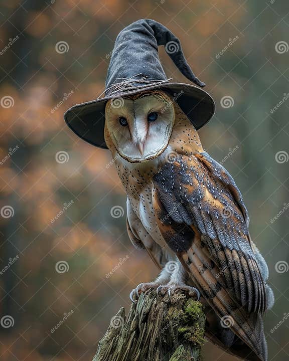 Wise Owl in Wizard Hat stock illustration. Illustration of sage - 315720398