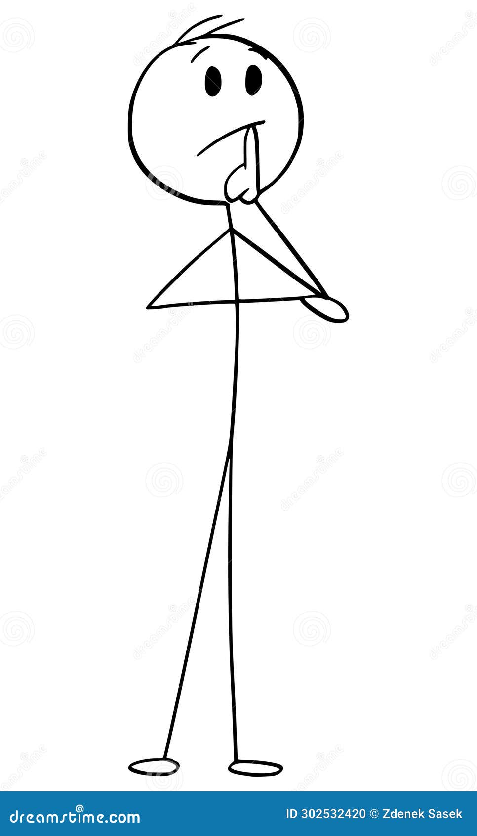Wise Person Thinking, Vector Cartoon Stick Figure Illustration Stock ...