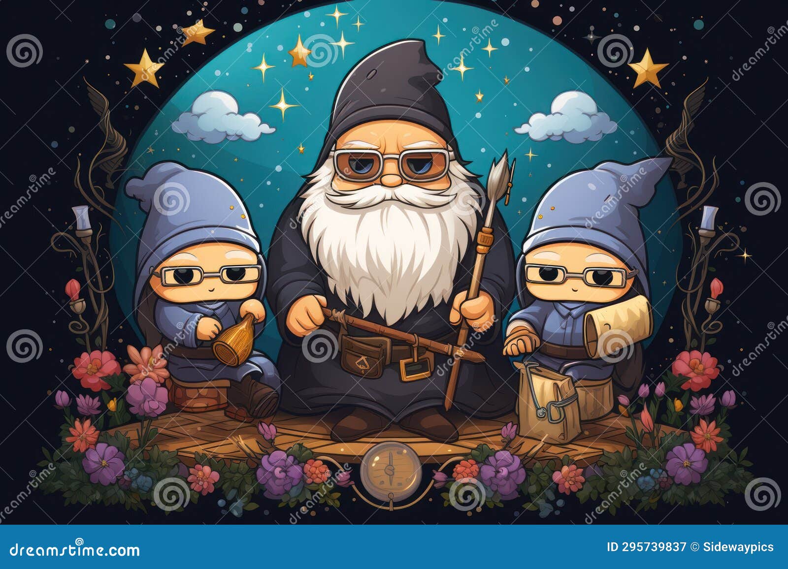 Wise and Powerful Wizards - Generative AI Stock Illustration ...