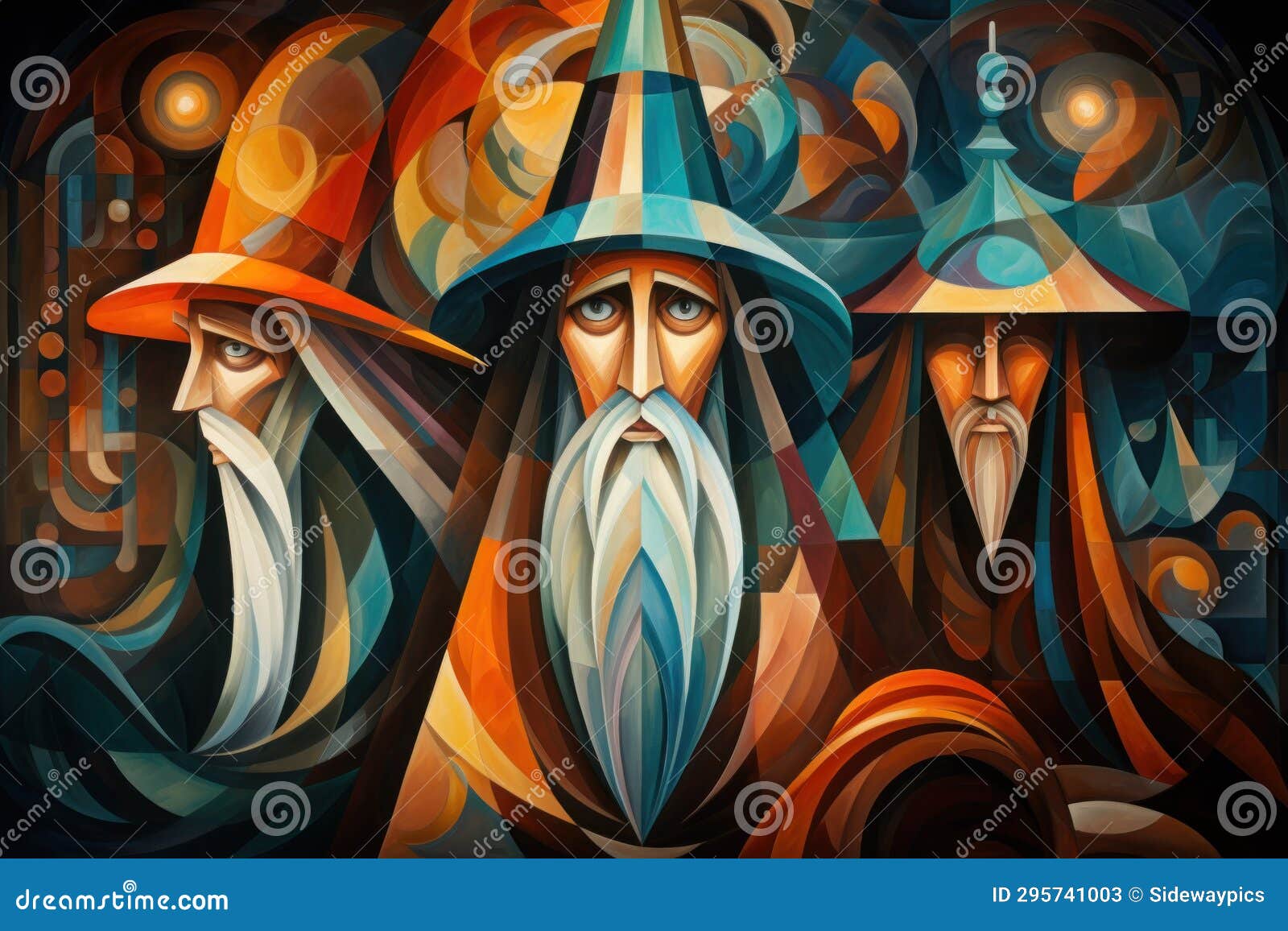 Wise and Powerful Wizards - Generative AI Stock Illustration ...