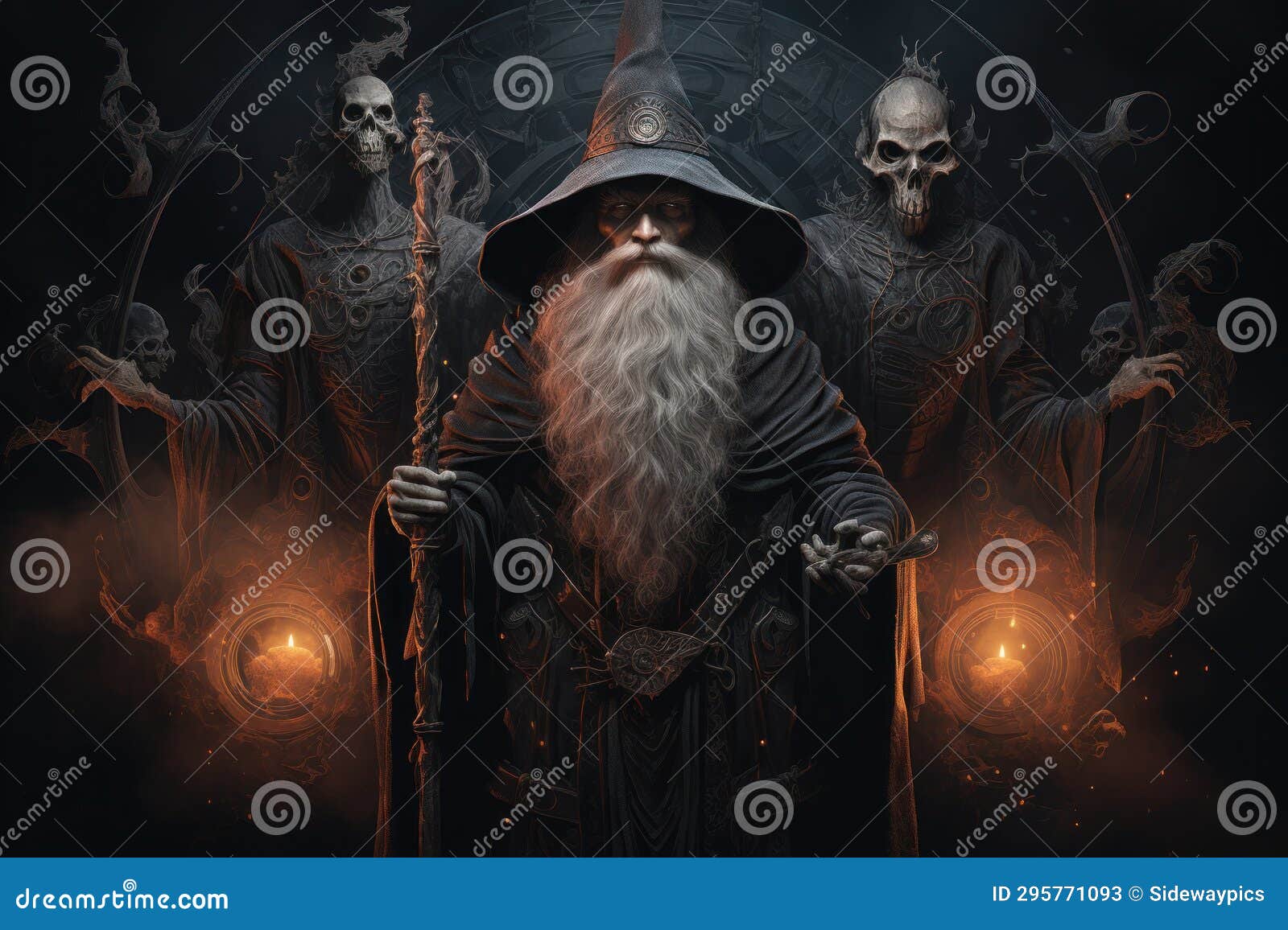 Wise and Powerful Wizards - Generative AI Stock Illustration ...
