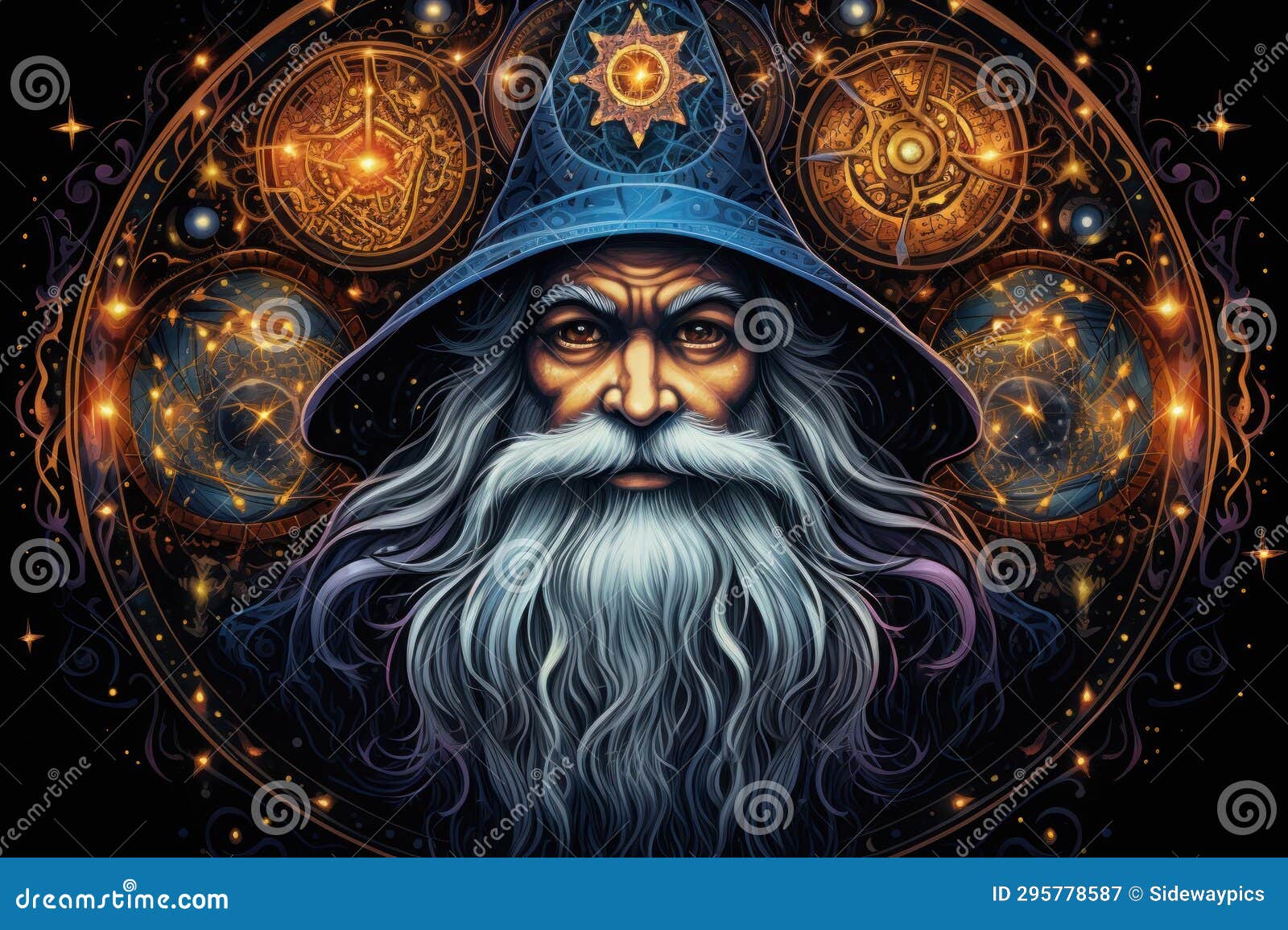 Wise and Powerful Wizards - Generative AI Stock Illustration ...