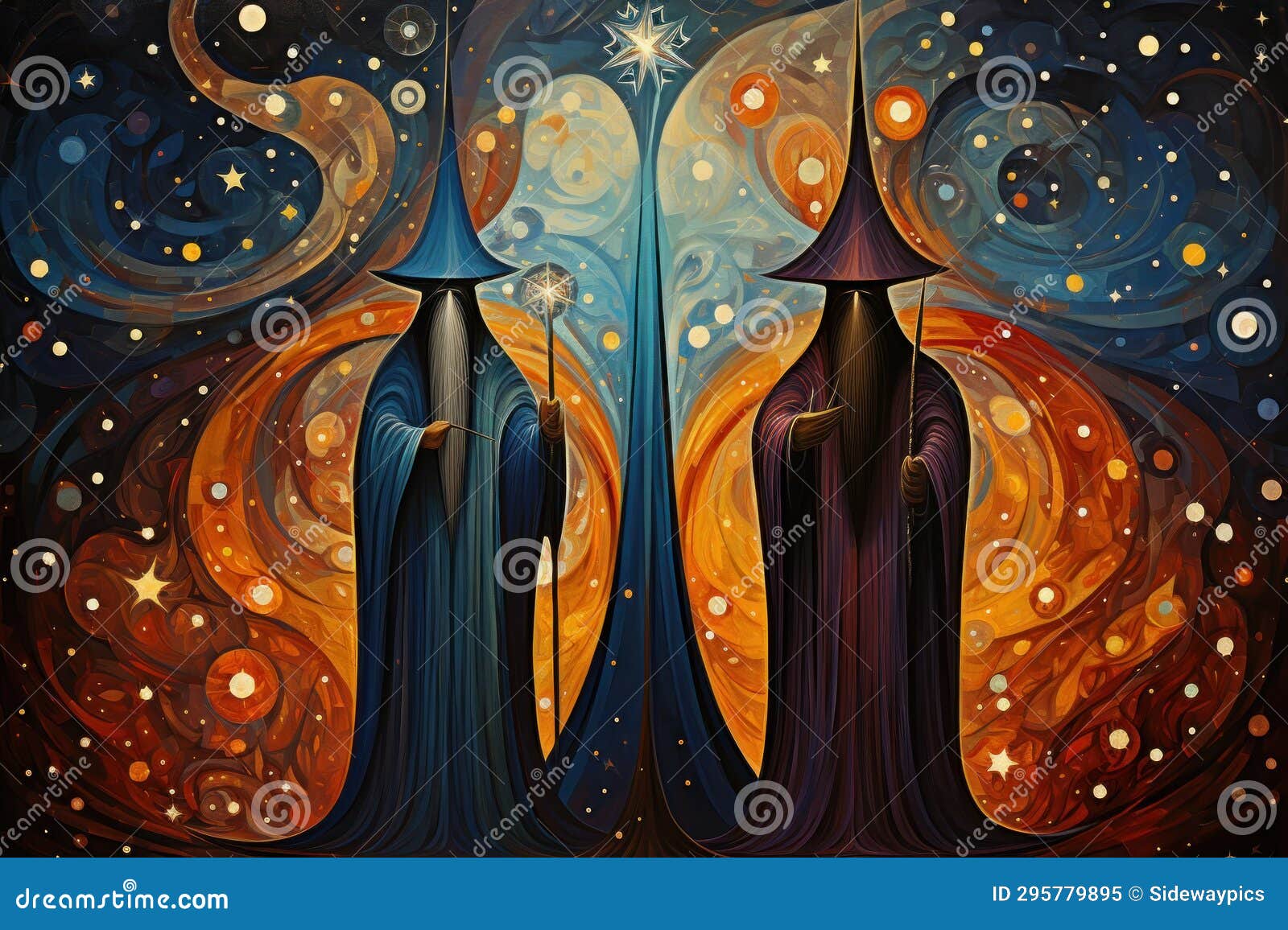 Wise and Powerful Wizards - Generative AI Stock Illustration ...